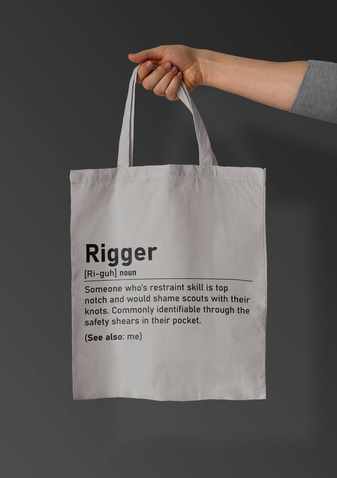 Rigger Tote Bag, Kinky Tote Bag, Reusable Bag, Cotton Shoulder Bag ...