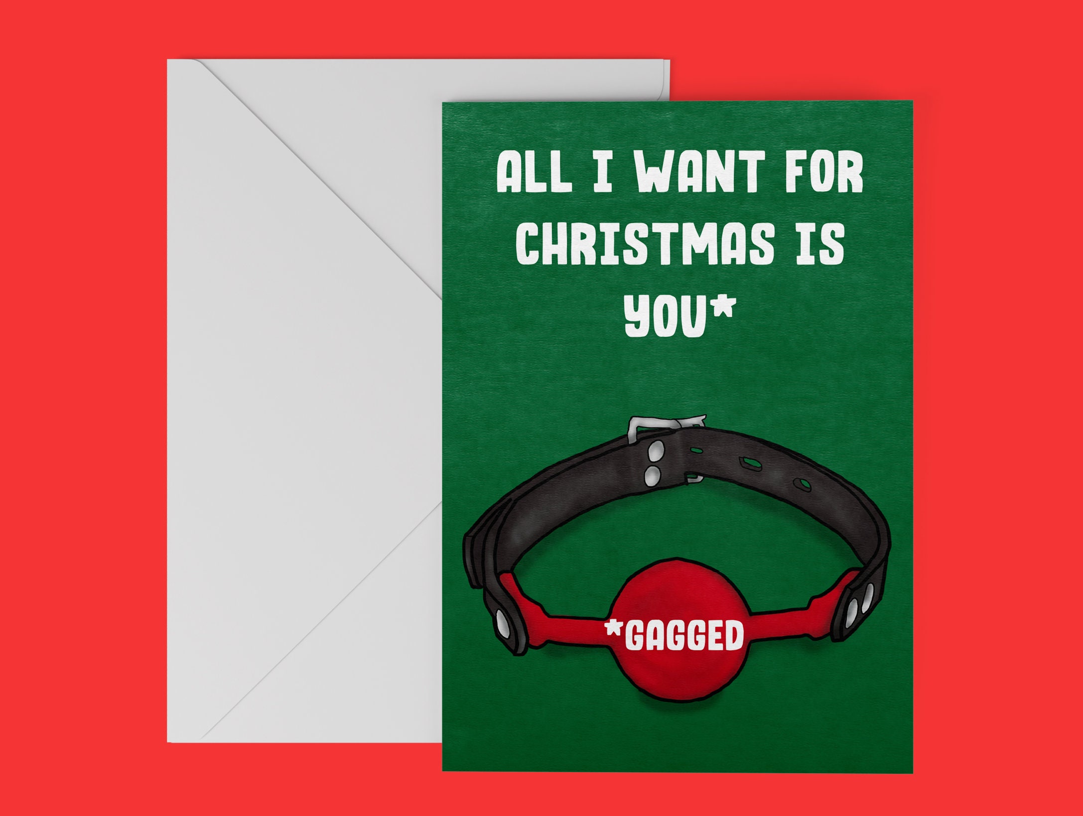 Kinky BDSM Christmas Card Gagged Naughty Christmas Card, Adult Xmas ...