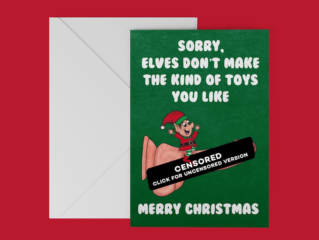 Funny Rude Christmas Card Elves & Sex Toys Adult Christmas Card Naughty ...