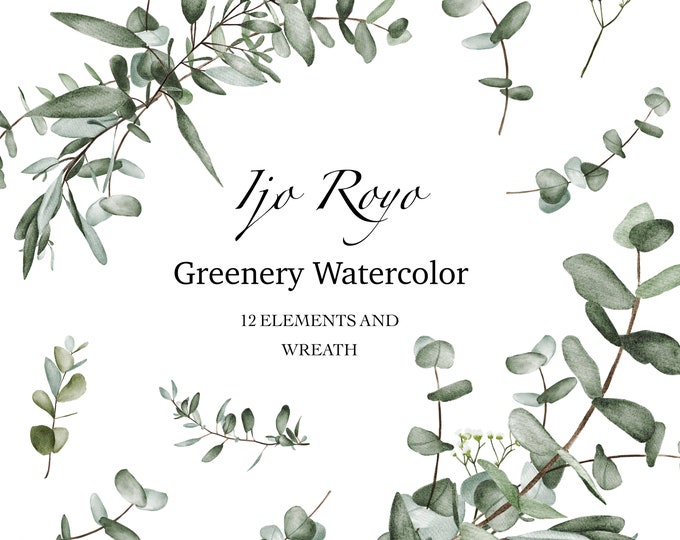 Watercolor Wreath Bundle Watercolor Greenery Watercolor | Etsy