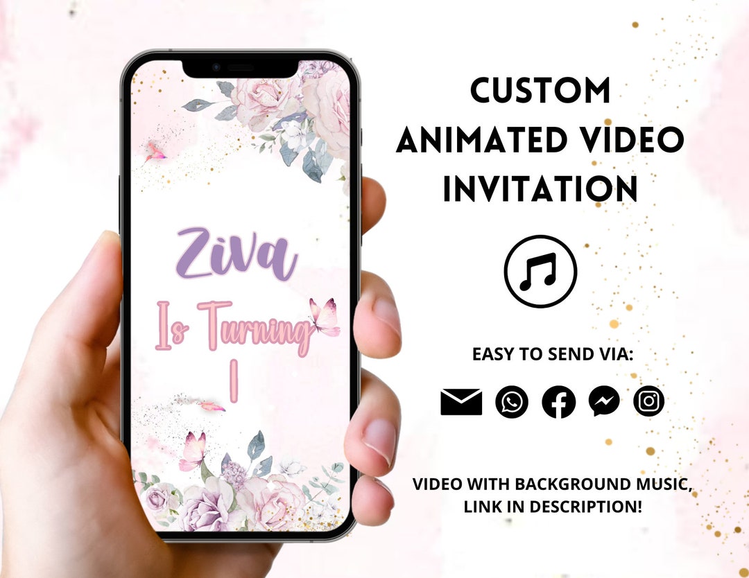 Butterfly Birthday Video Invitation, Butterfly Theme Invitation ...