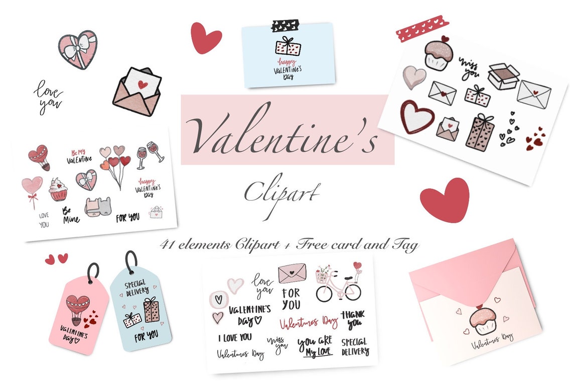 Valentines Day Clipart Commercial Use, Love Hearts Clip Art, PNG Bundle ...
