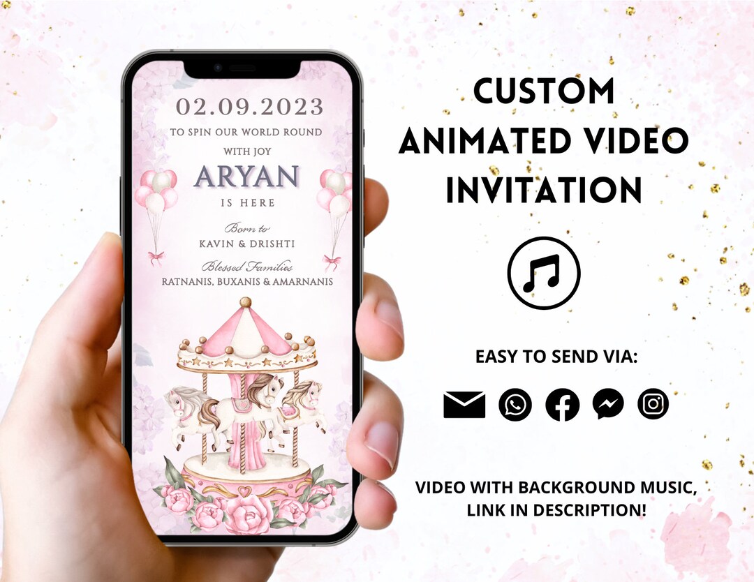 Digital Birth Video Announcement, New Born Video Announcement, Animated ...