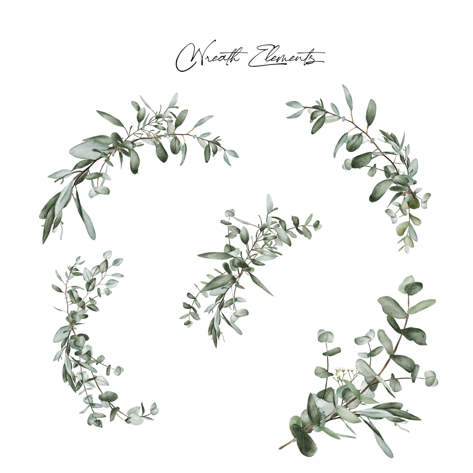 Watercolor Wreath Bundle - Watercolor Greenery - Watercolor Wreath ...