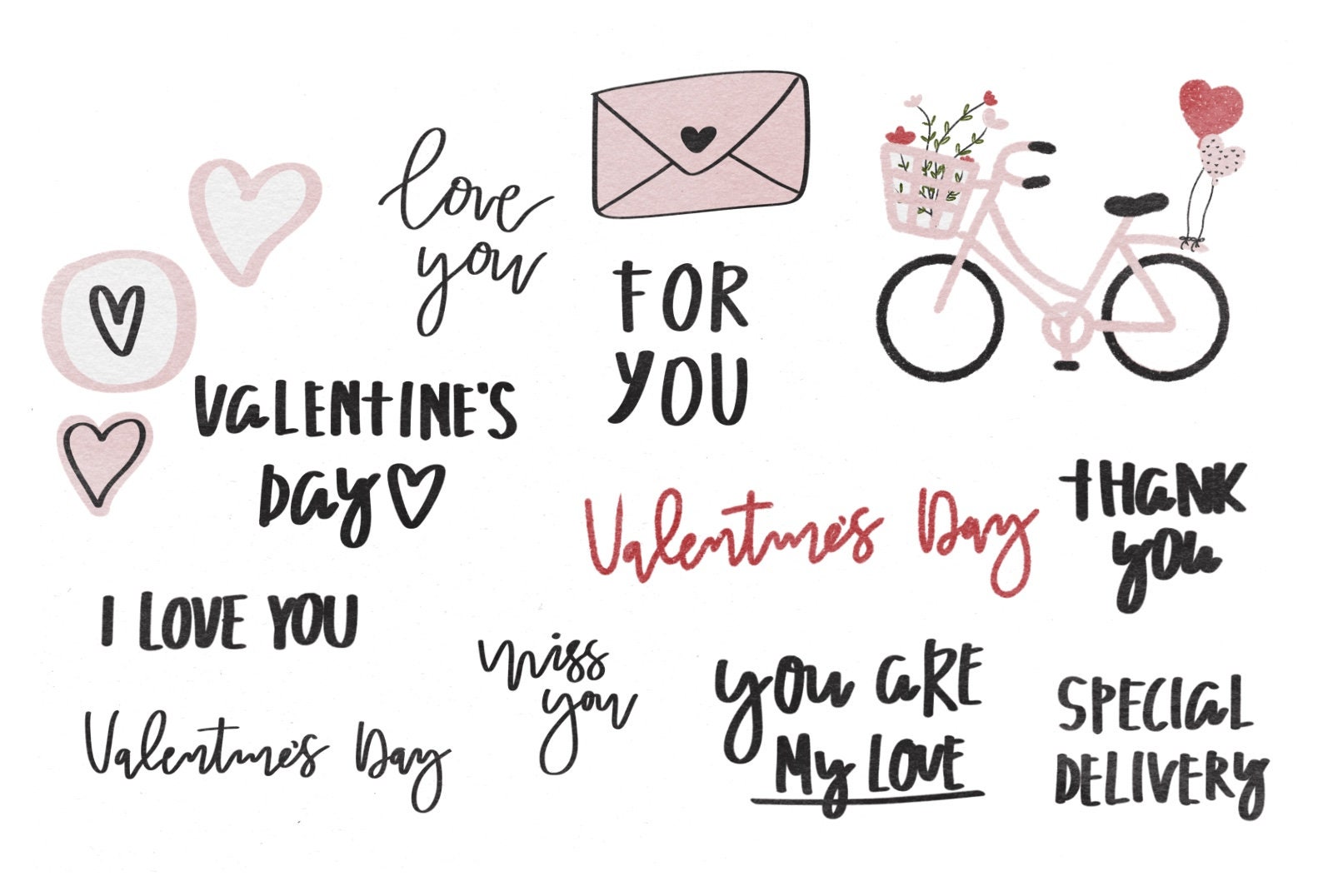 Valentines Day Clipart Commercial Use, Love Hearts Clip Art, PNG Bundle ...