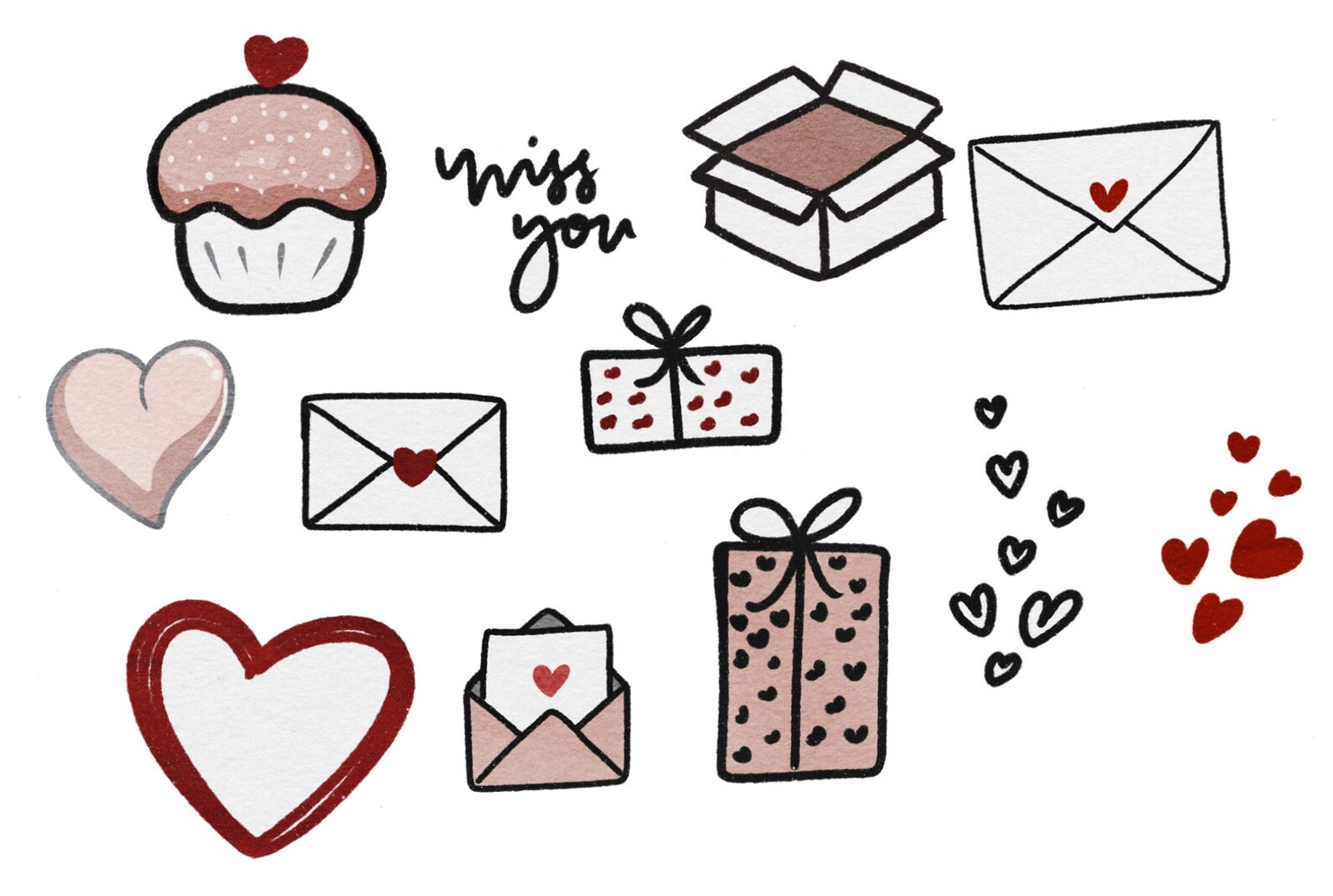 Valentines Day Clipart Commercial Use, Love Hearts Clip Art, PNG Bundle ...