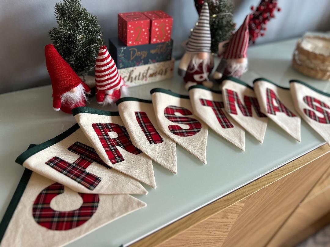 Christmas Bunting With Tartan Letters - Etsy UK
