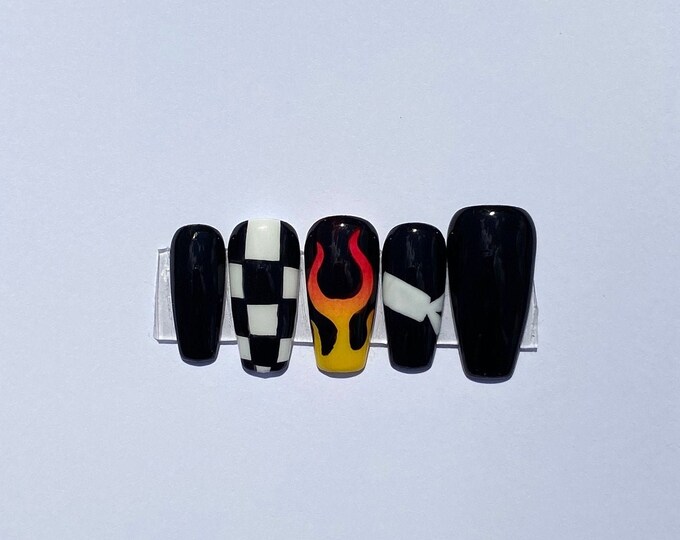 Sapnap Nails | Dsmp Nails | Dream Smp Nails | Minecraft Nails | Fire ...