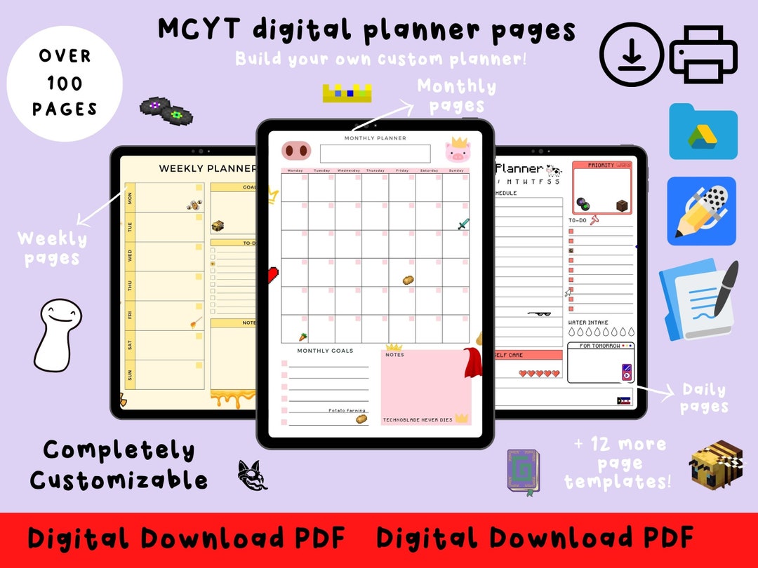 MCYT Digital Planner Pages Build Your Own Planner - Etsy