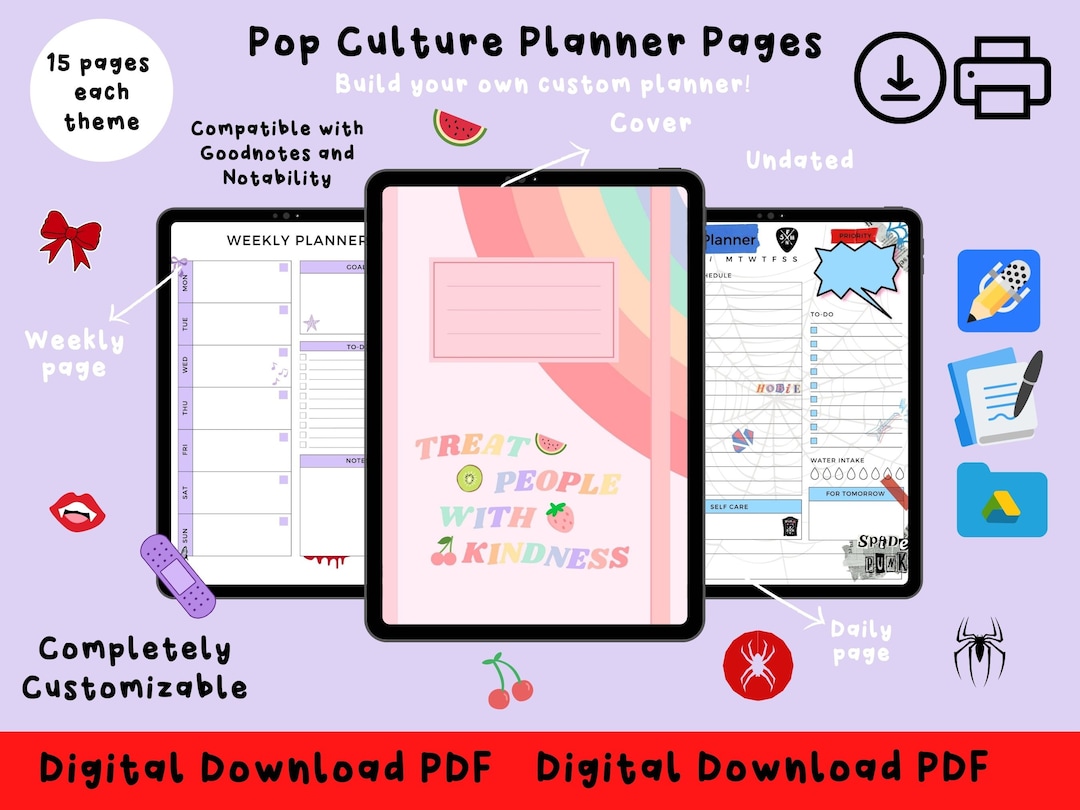 Pop Culture Digital Planner Pages| Build Your Own Planner - Etsy