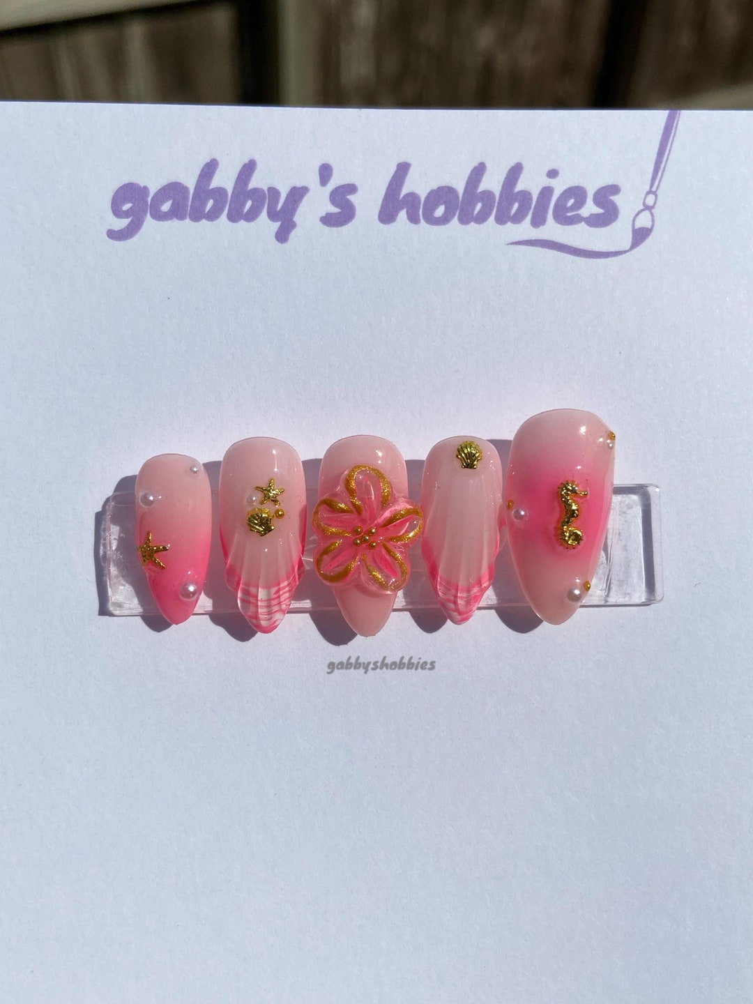 Pink Ocean Nails - Etsy