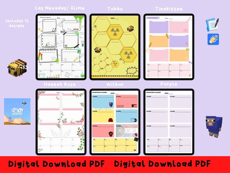 Dream SMP Digital Homework Planner Digital Download Printable - Etsy Dream SMP Digital Homework Planner Digital Download Printable - Etsy