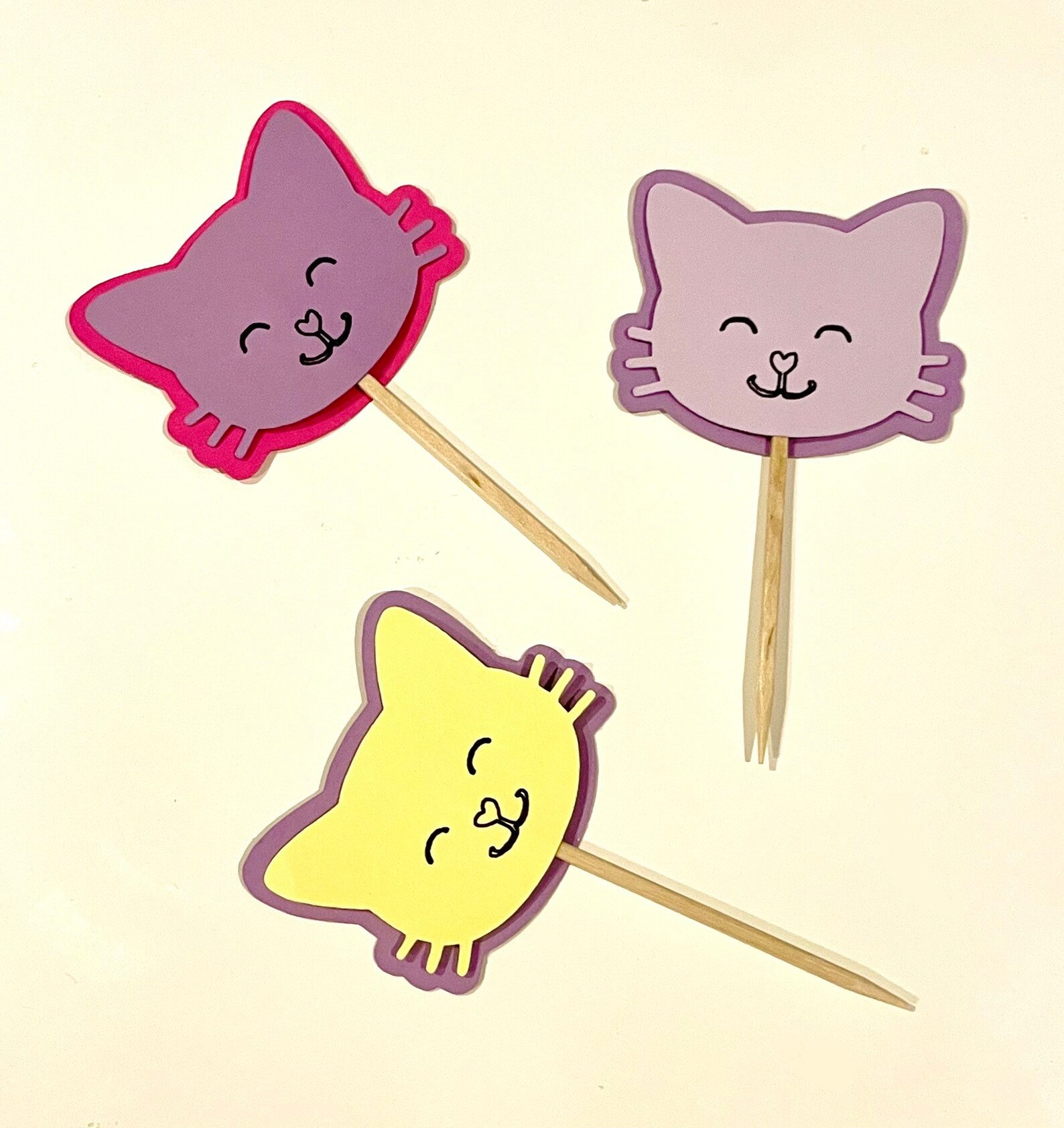 Cat Cupcake Toppers Party Decorations Layered Kittens - Etsy