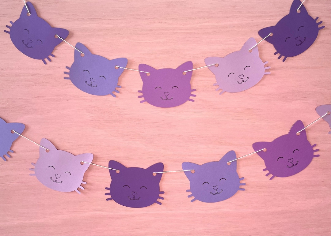 Cat Banner, Kitty Garland, Kitten Bunting, Party Decoration, Birthday ...