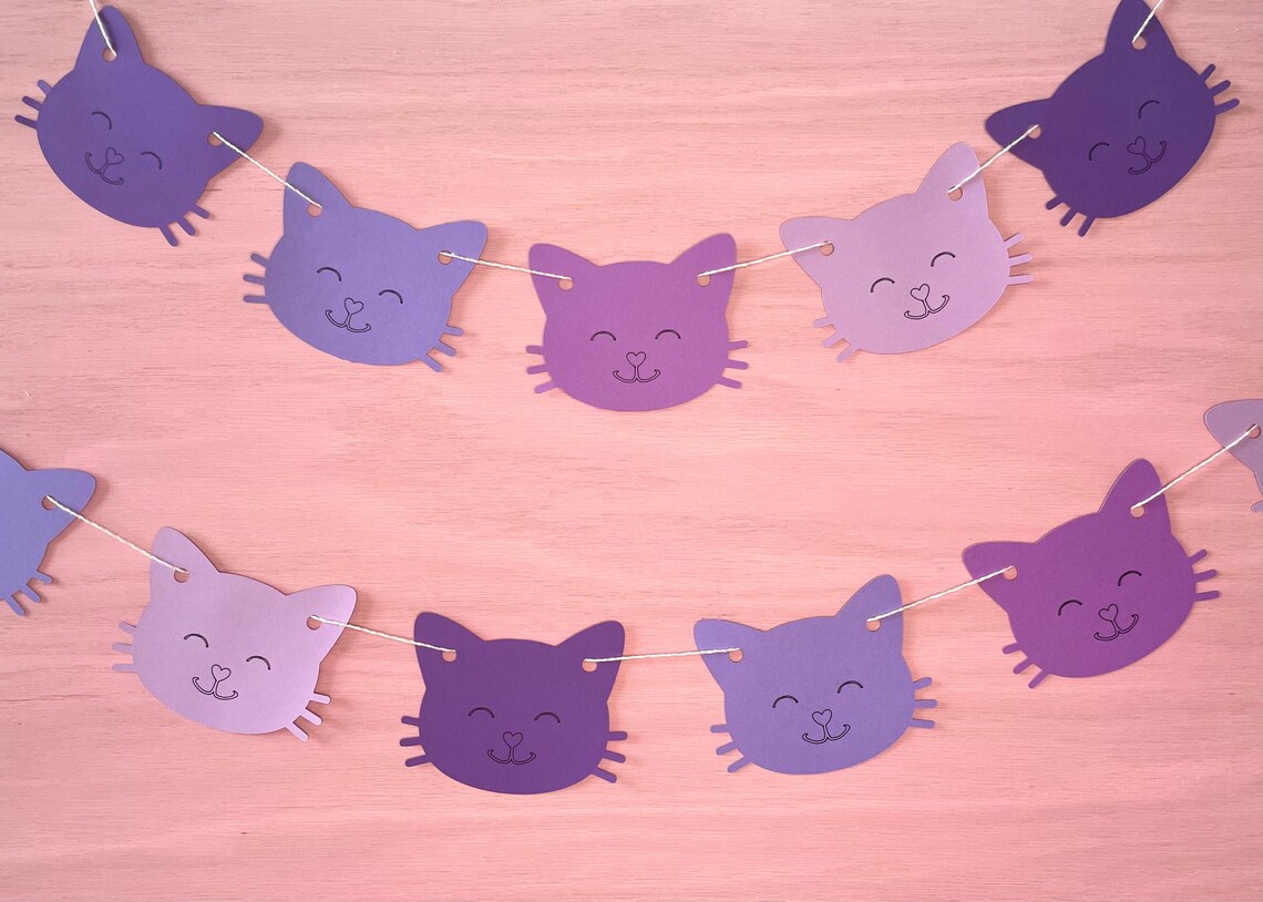 Cat Banner Kitty Garland Kitten Bunting Party Decoration - Etsy