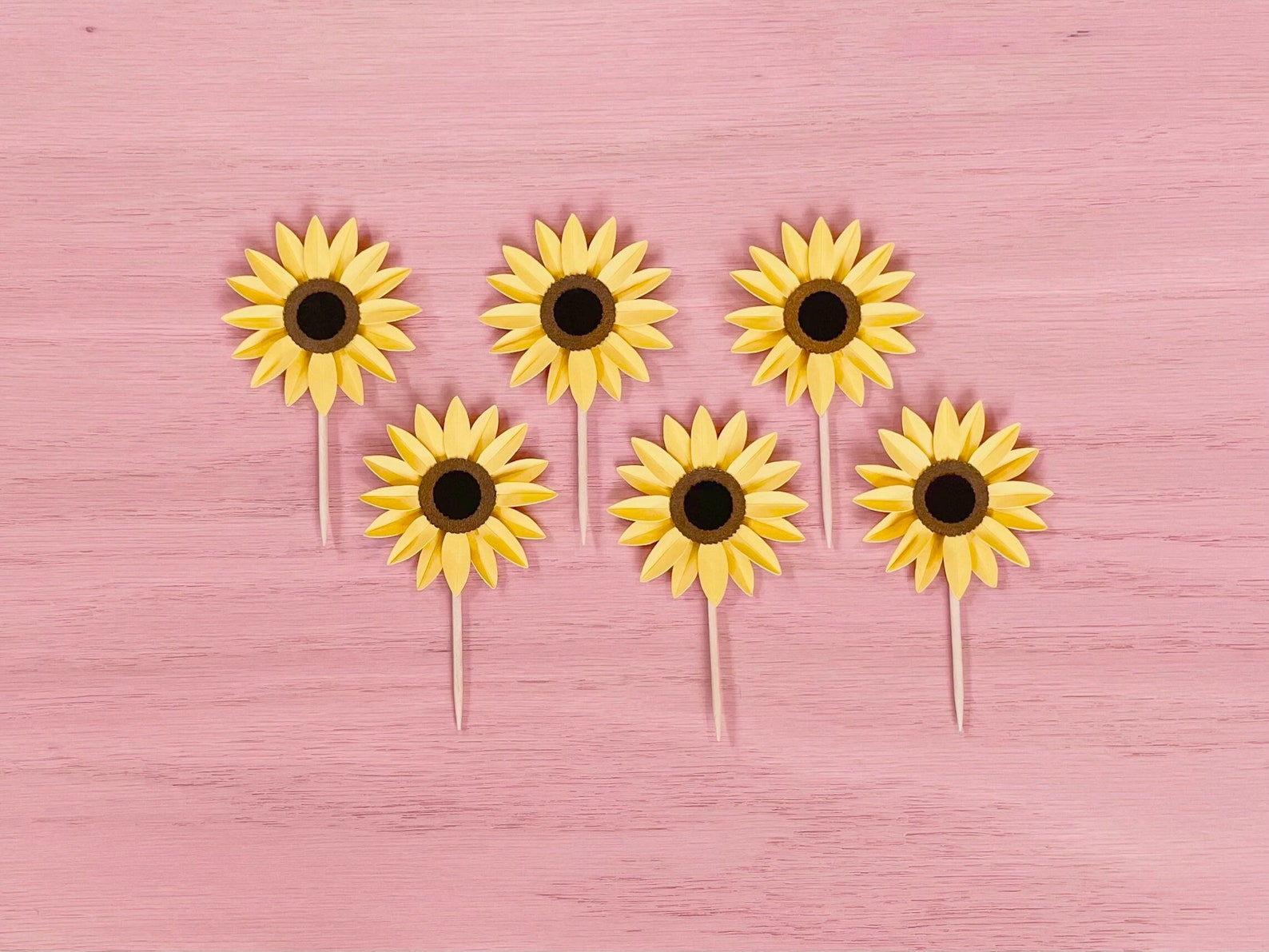 Sunflower Cupcake Toppers, Party Decorations, Birthday, Baby Shower ...
