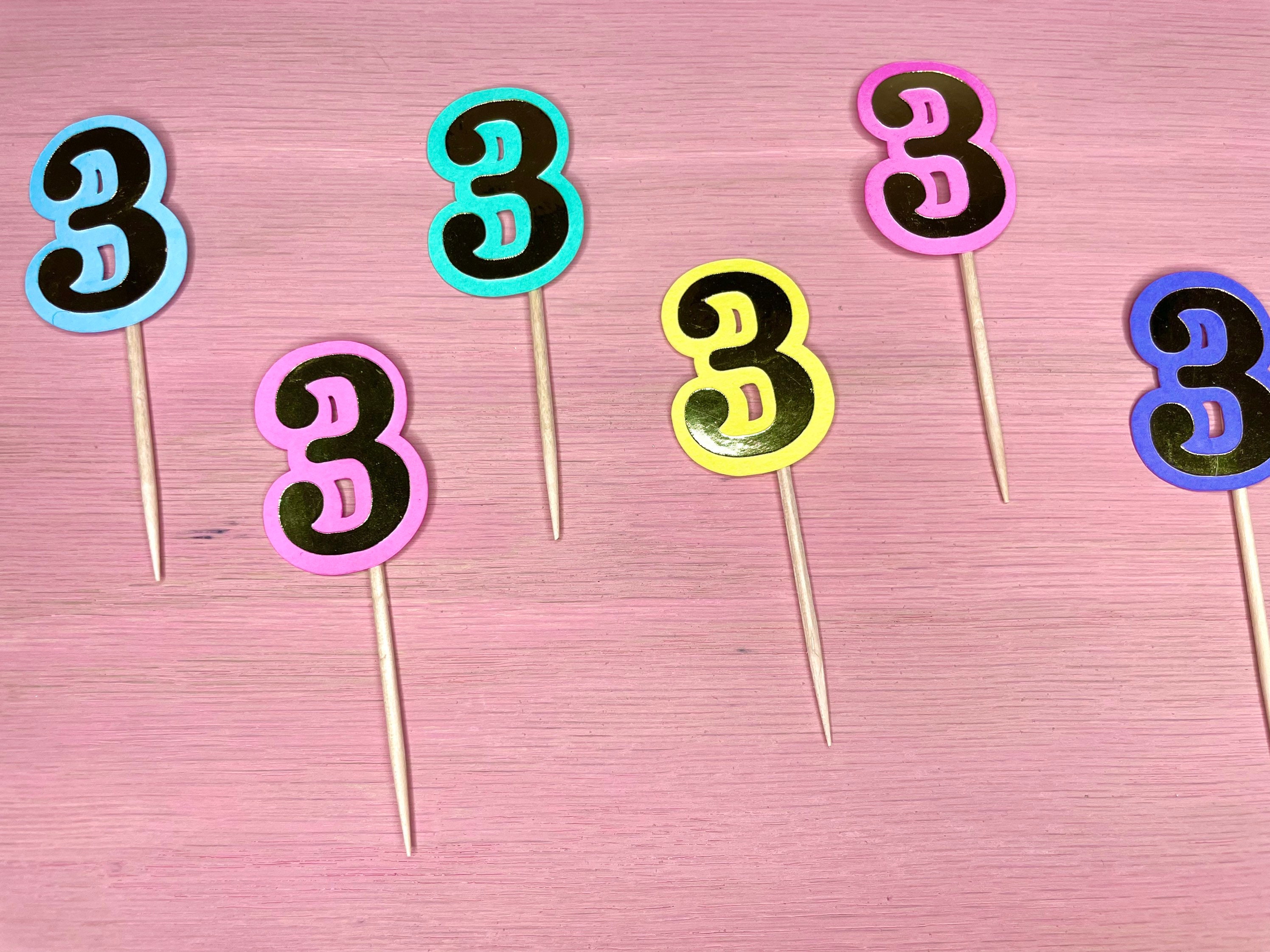 Number Cupcake Toppers, Layered, Any Number and Color, Personalized ...