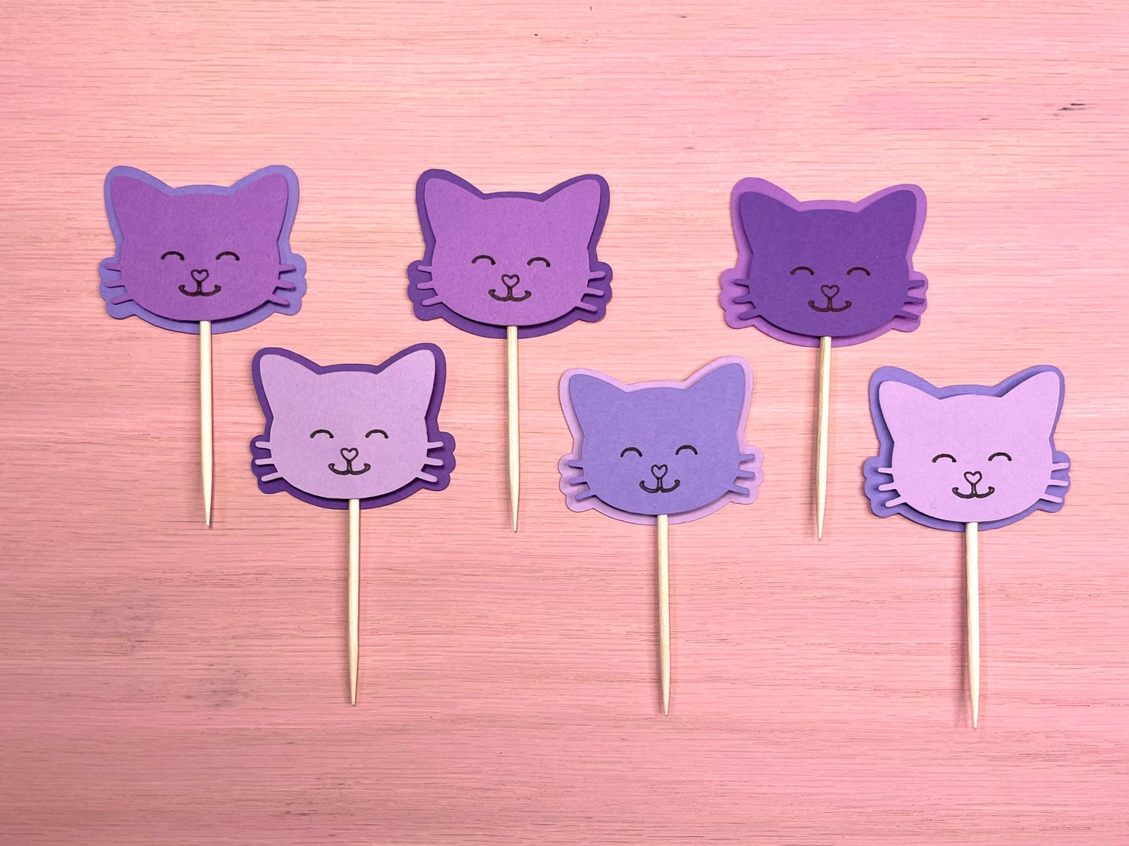 Cat Cupcake Toppers Party Decorations Layered Kittens - Etsy