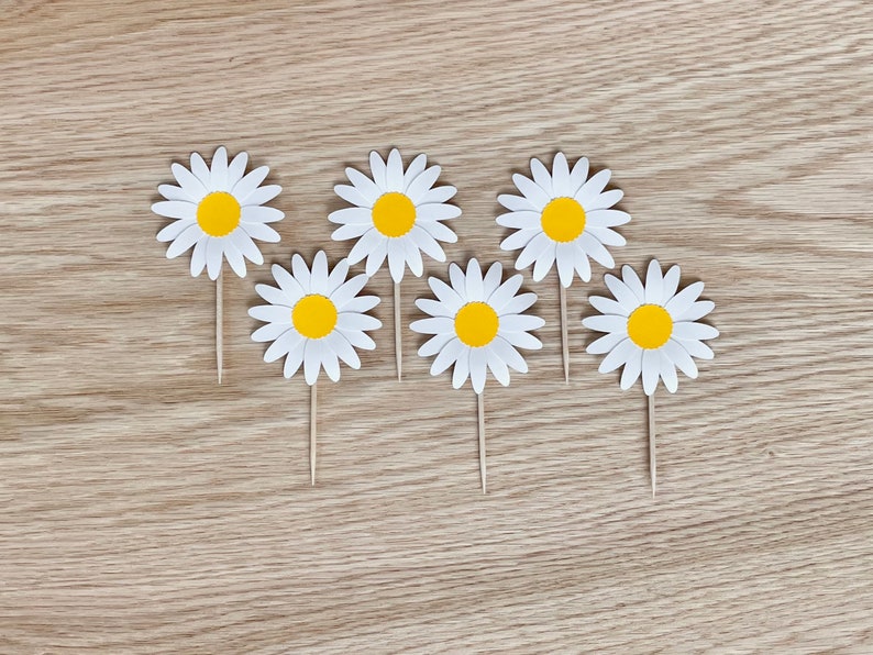Daisy Cupcake Toppers, Party Decorations, Birthday, Baby Shower, Bridal ...
