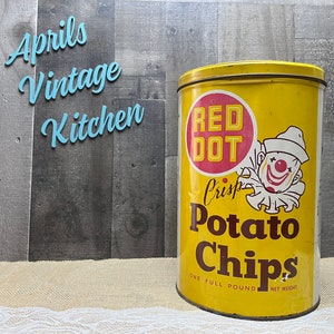 Vintage Red Dot Potato Chip Clown Tin Yellow Red White Canister - Etsy