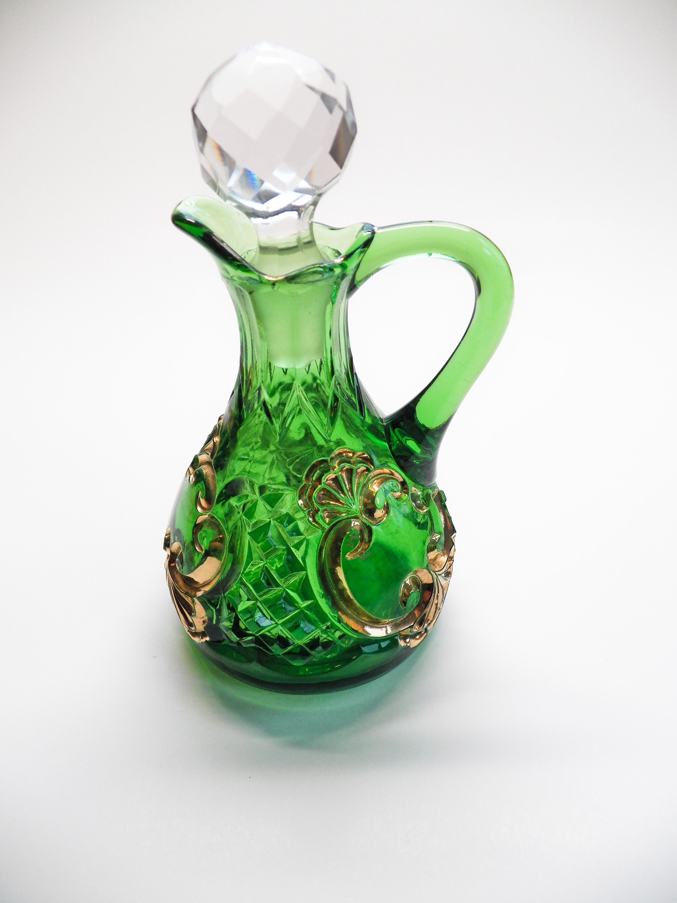 Antique CROESUS Emerald Green Glass Cruet 1897 Product of the Riverside ...