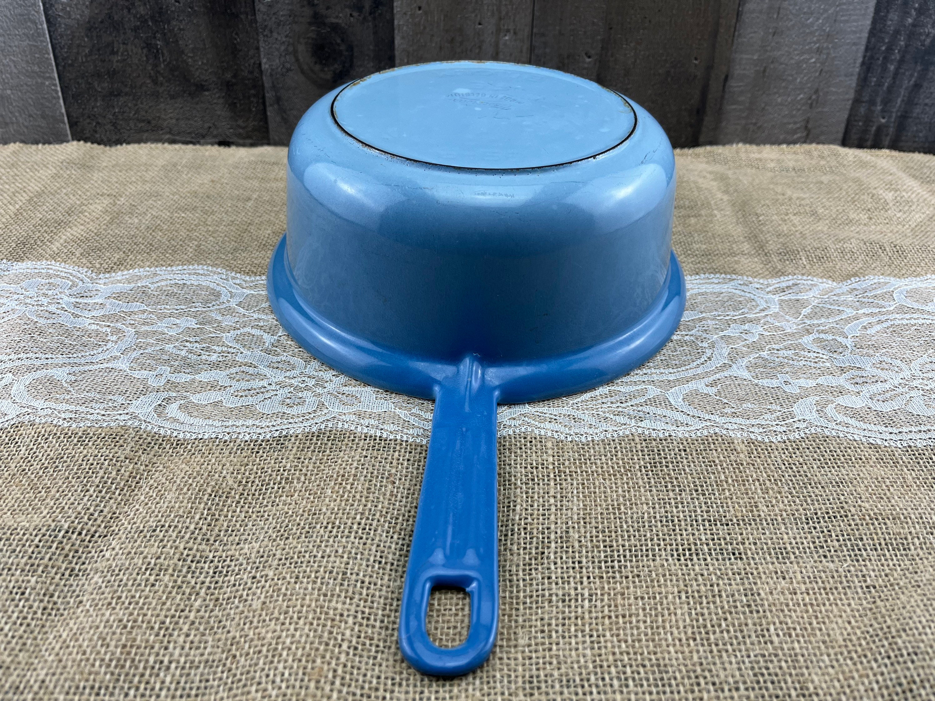 Rare Vintage Sky Blue Fade Descoware Sauce Pan Pot Cast Iron Enamelware ...