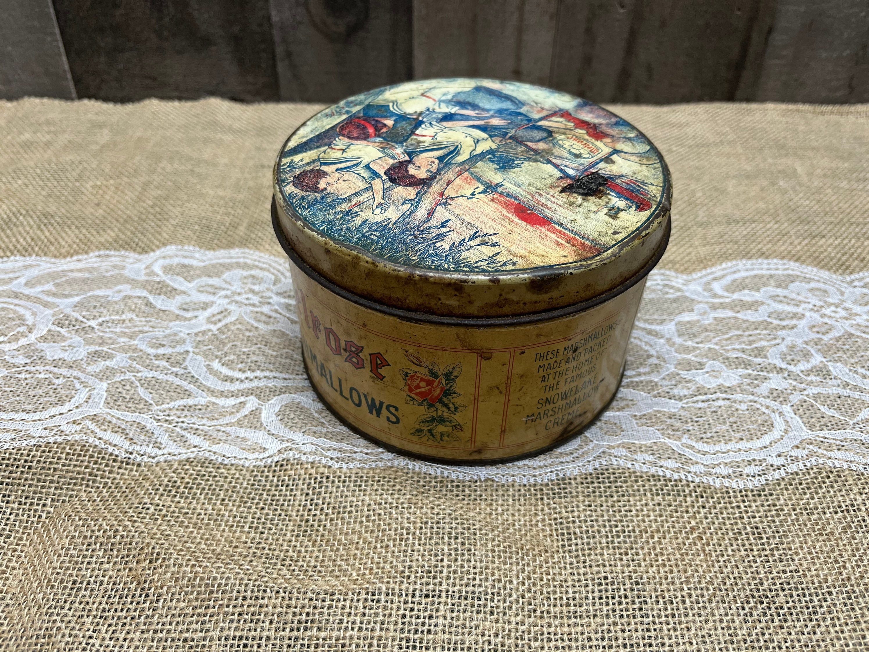 Vintage Miniature Mini Melrose Marshmallows Snowflake Crème Tin ...