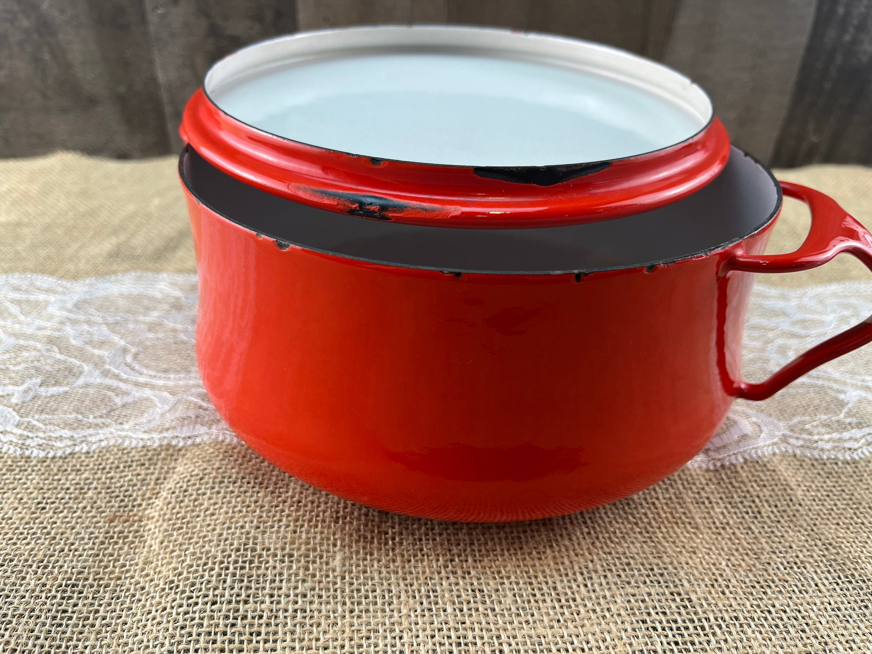 Dansk Kobenstyle Red Dutch Oven Pot Enamel Enamelware Made in France ...