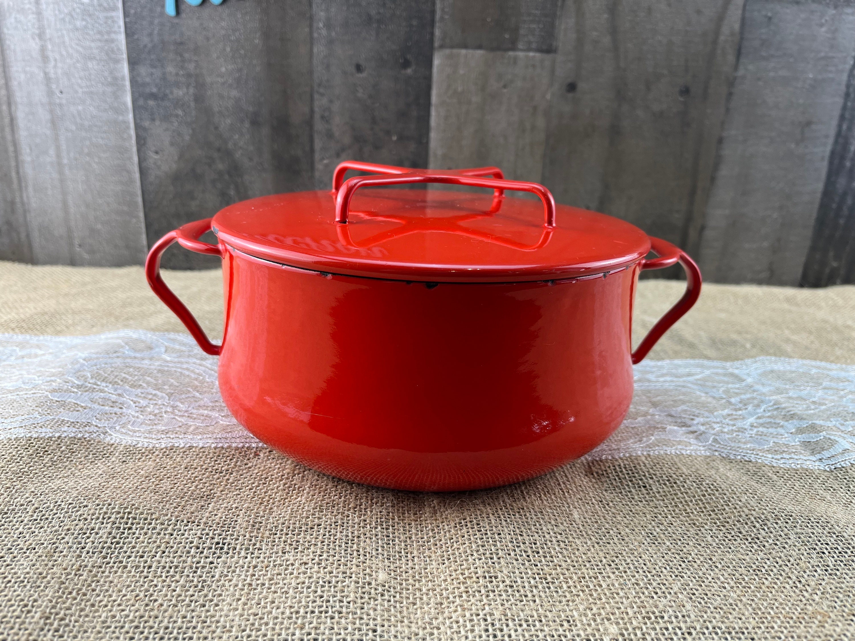 Dansk Kobenstyle Red Dutch Oven Pot Enamel Enamelware Made in France ...