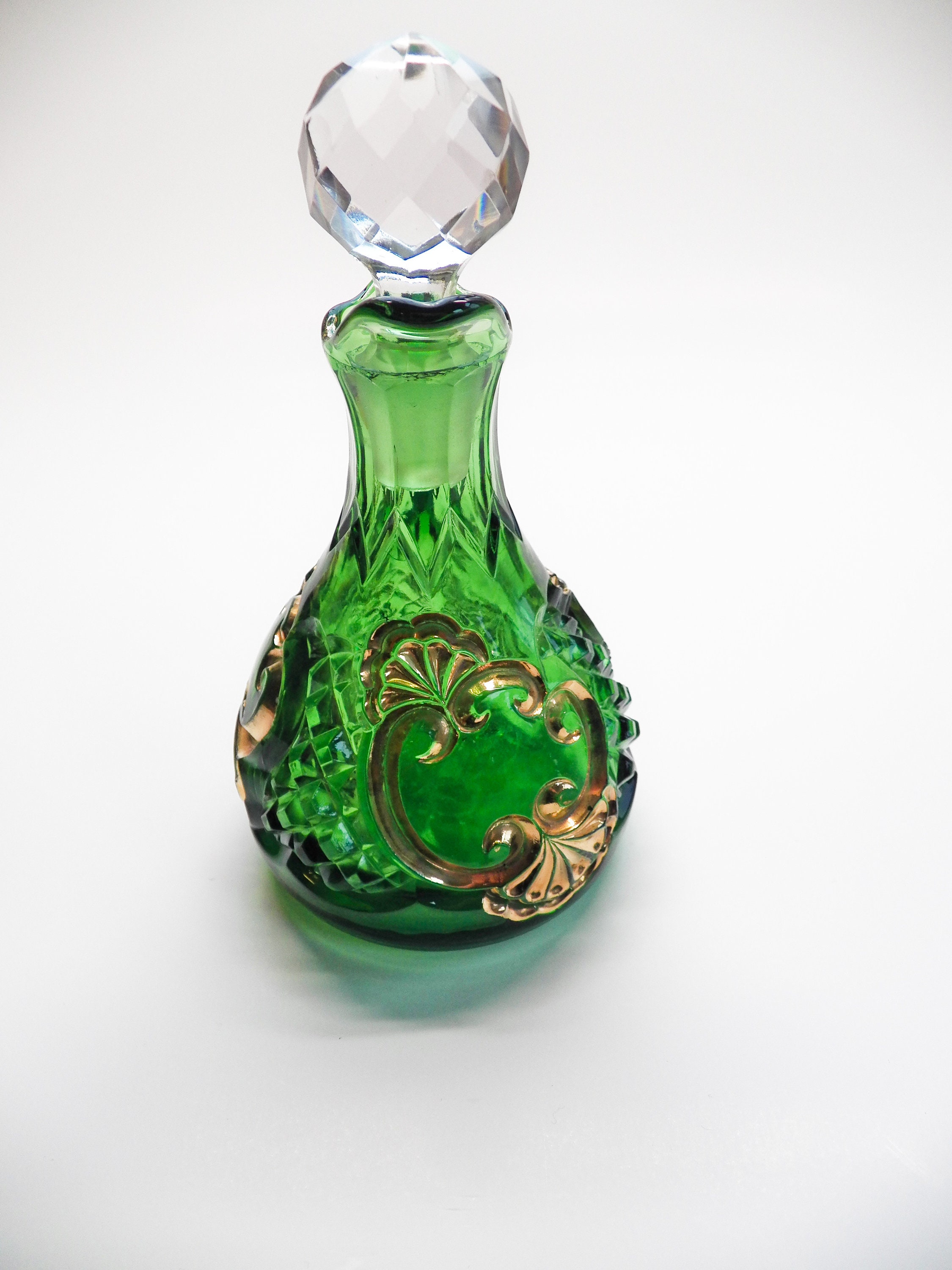 Antique CROESUS Emerald Green Glass Cruet 1897 Product of the Riverside ...