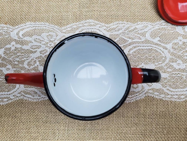 Mini Red Enamelware Tea Pot Kettle Japan Vintage Miniature - Etsy