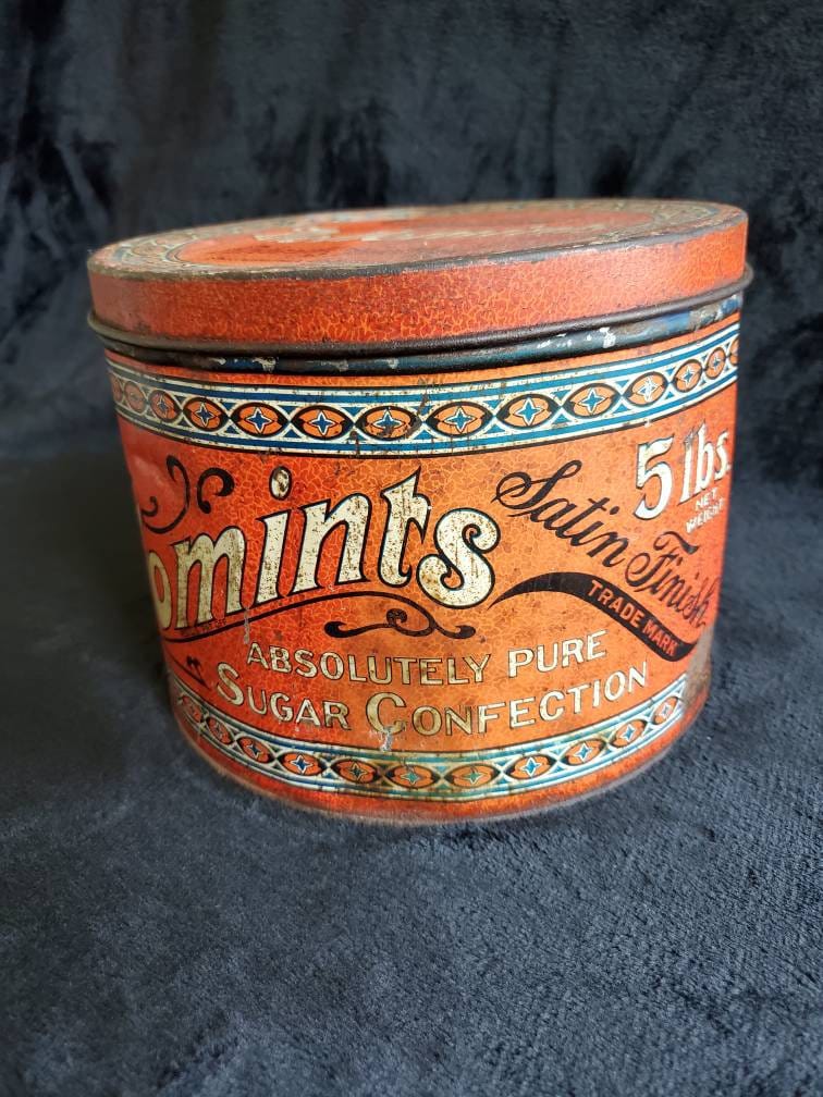 Mellomints Pure Sugar Confection Candy Store Display Tin Can Vintage 5 ...