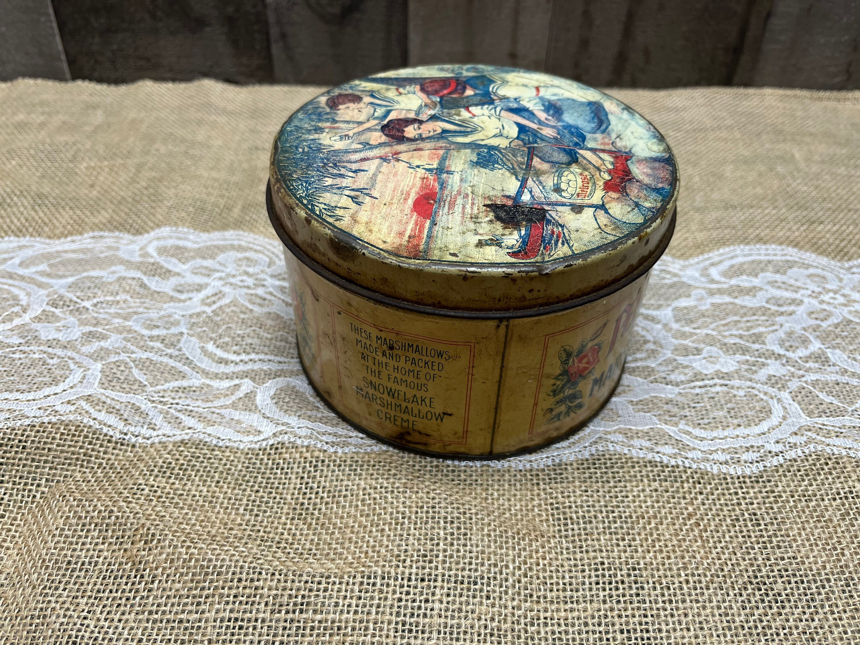 Vintage Miniature Mini Melrose Marshmallows Snowflake Crème Tin ...