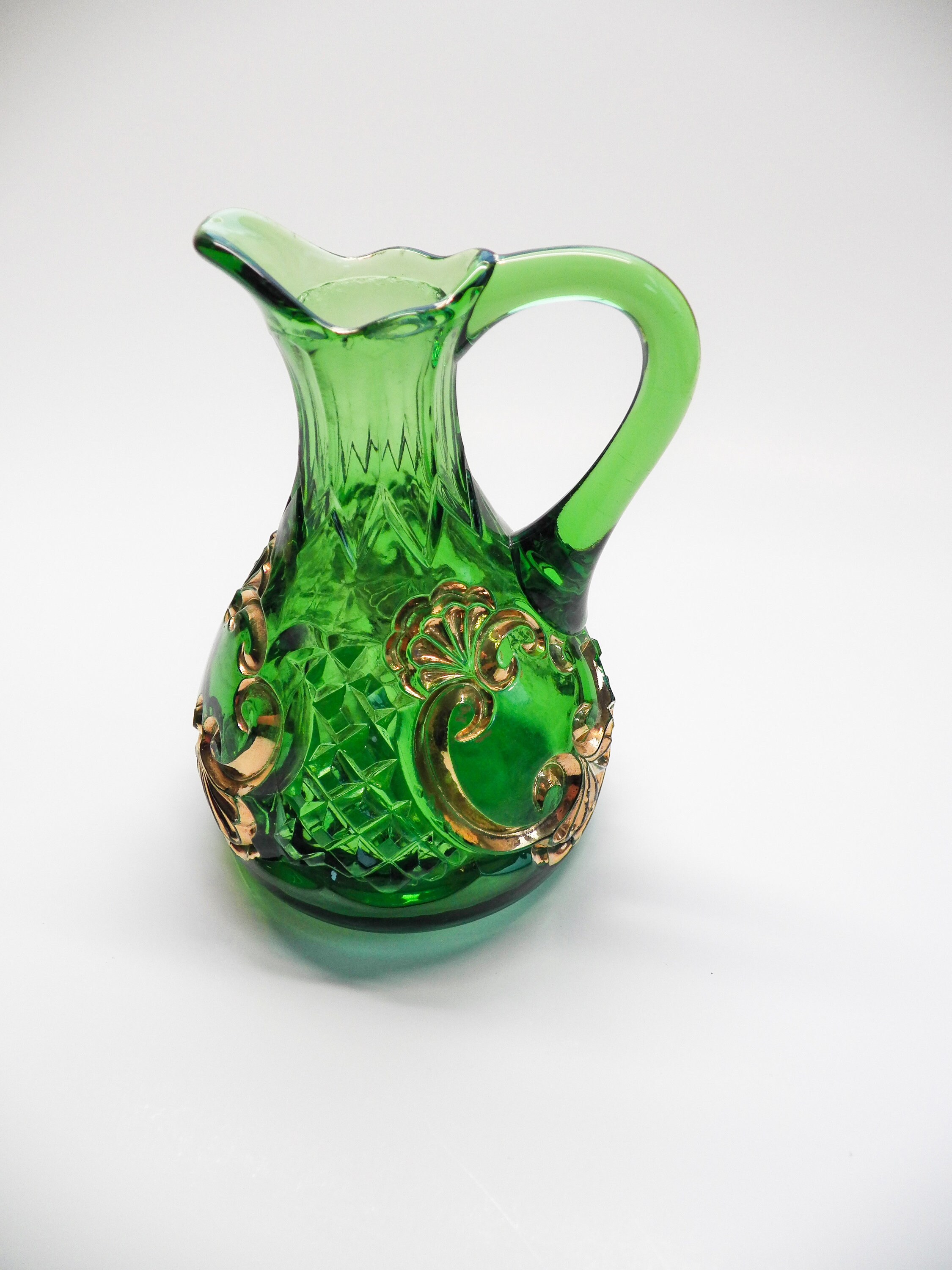 Antique CROESUS Emerald Green Glass Cruet 1897 Product of the Riverside ...