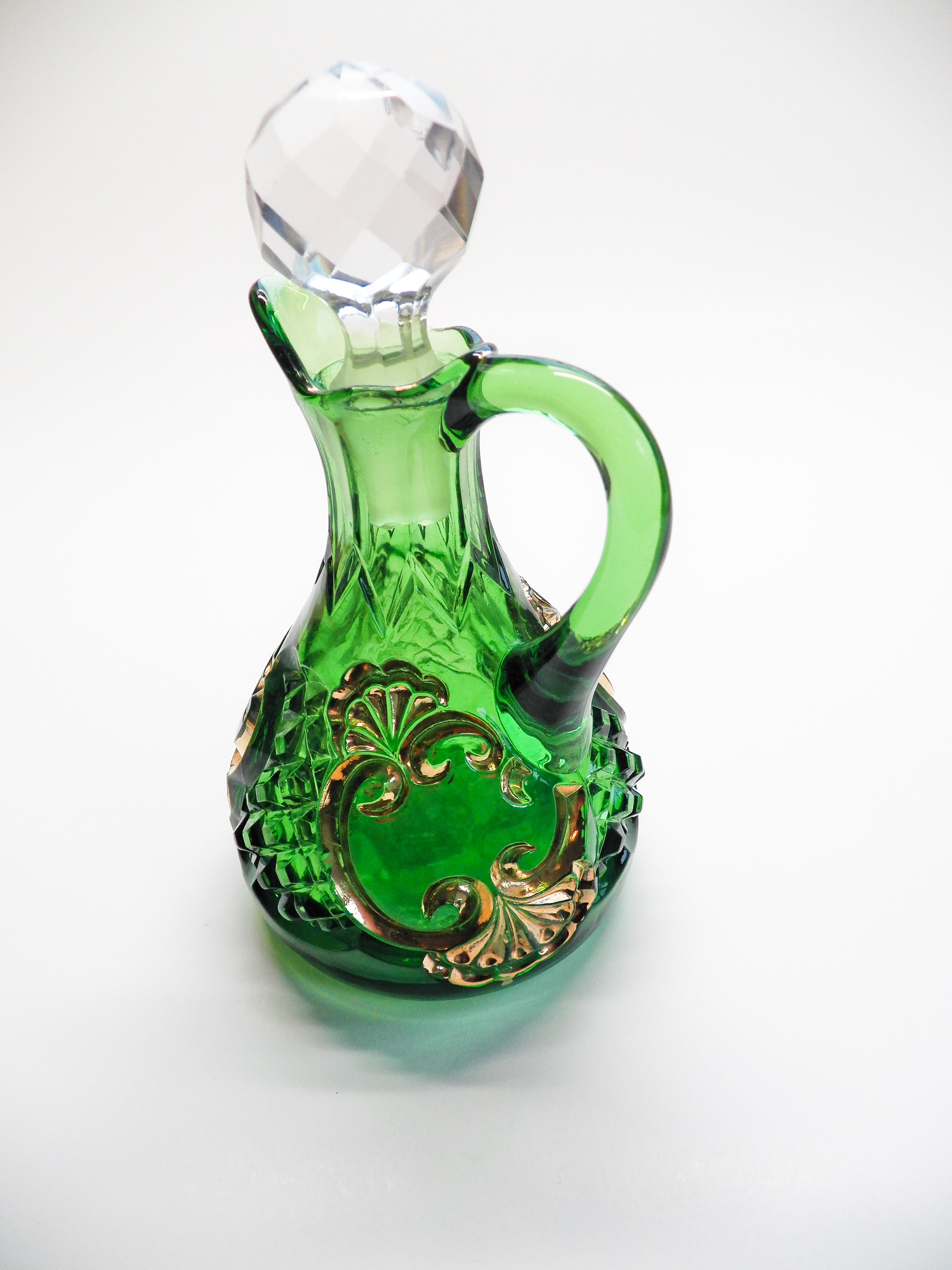Antique CROESUS Emerald Green Glass Cruet 1897 Product of the Riverside ...