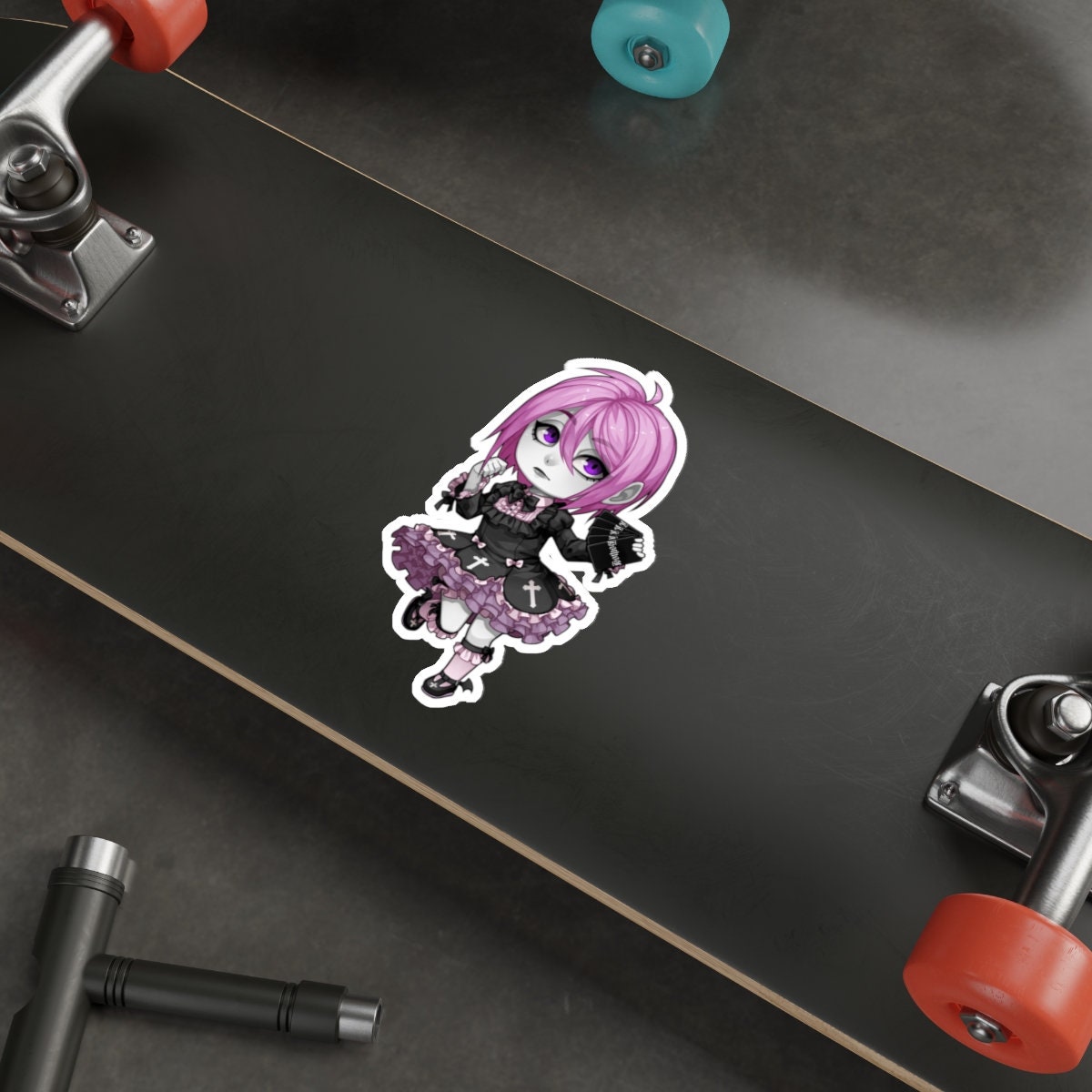 Goth Girl Gothloli Sadako Kawaii Anime Chibi Die-cut Water-resistant ...