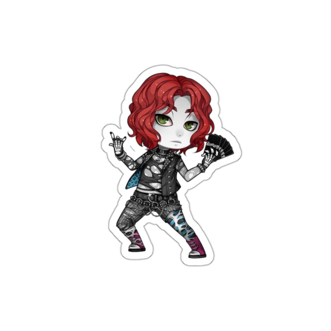 Goth Boy Deathrocker Andro Kawaii Anime Chibi Die-cut Water-resistant ...