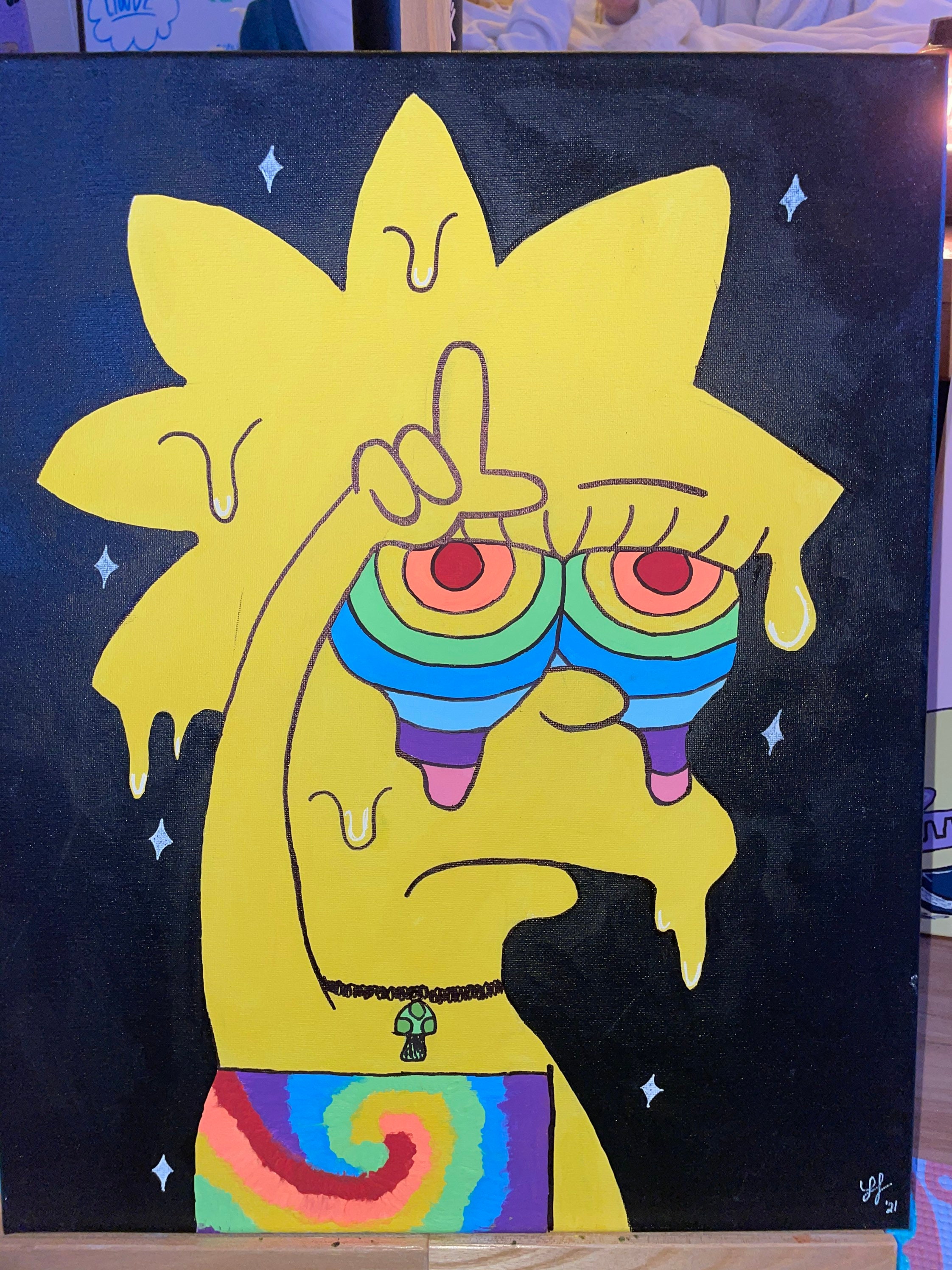 Trippy Lisa Simpson Acrylic Painting | Etsy