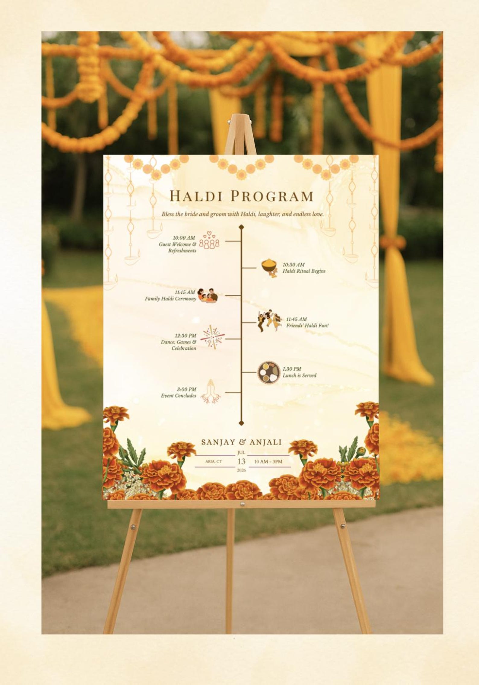 Haldi Ceremony Canva Template: Indian Wedding Invitation, Signage ...