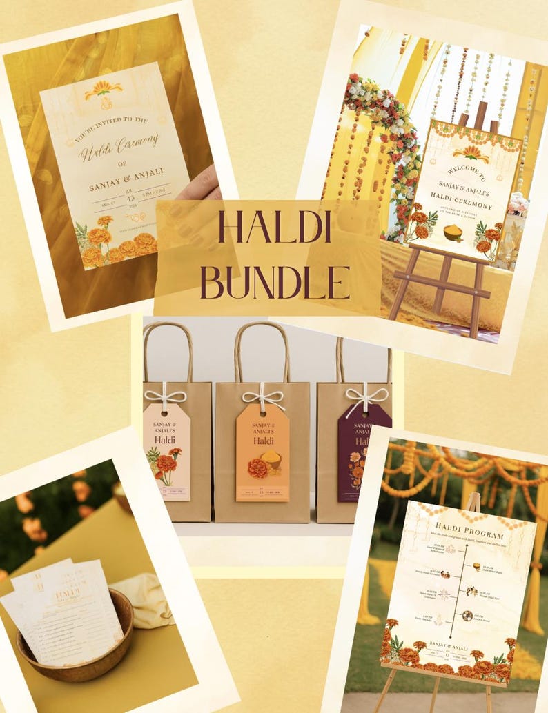 Haldi Ceremony Canva Template: Indian Wedding Invitation, Signage ...
