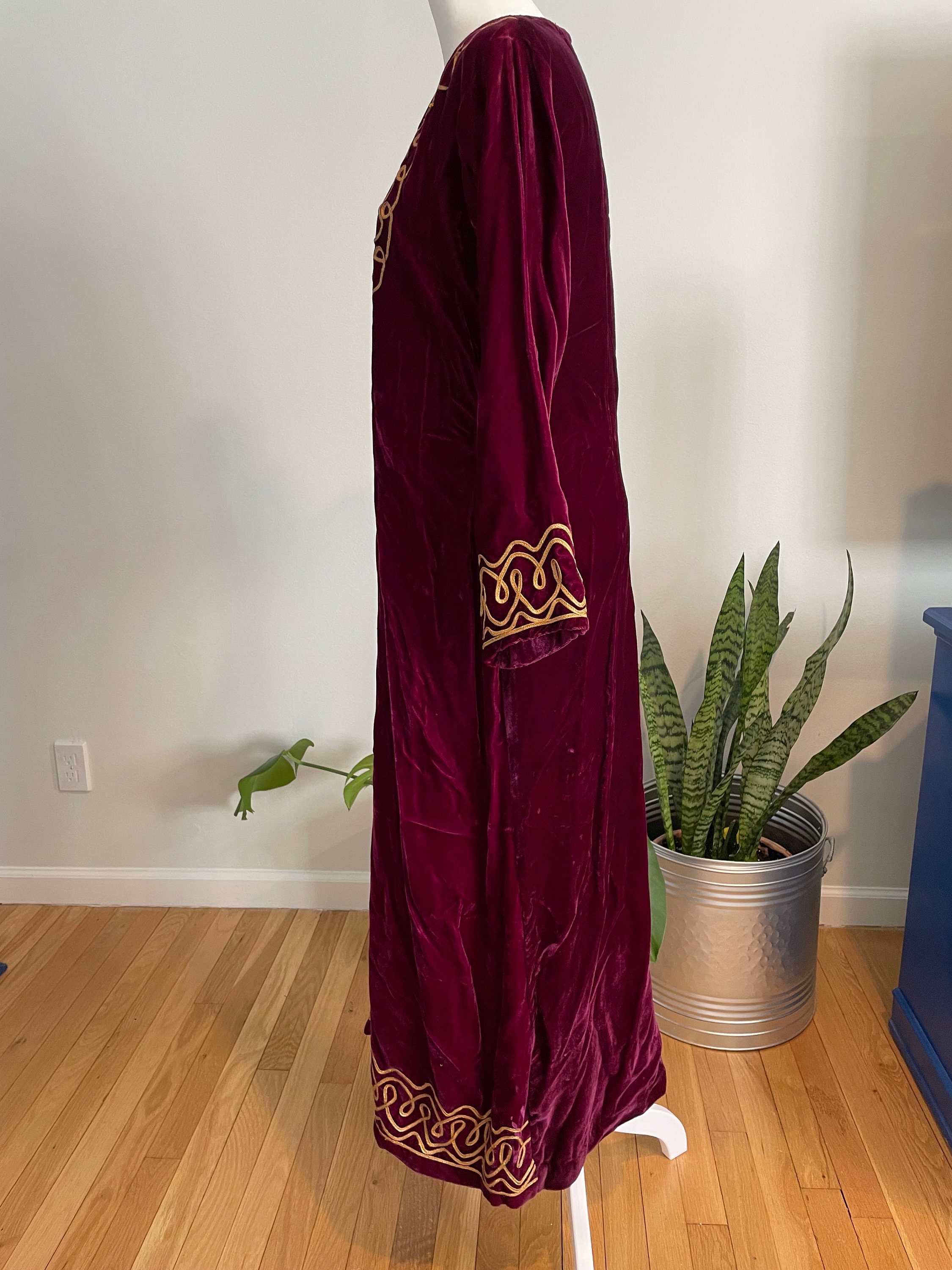 Vintage 60s Velvet Embroidered Caftan - Etsy