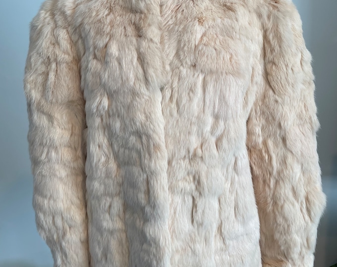 Vintage, 1980's, Fur Coat, Rabbit Fur, J.S.L. Ii, Creamy White, Jutted ...