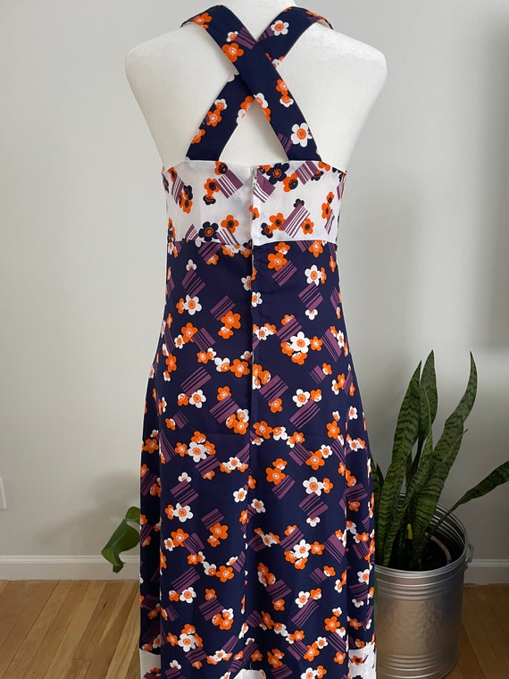 Vintage 70s Crossback Floral Cottagecore Boho Maxi Dr… - Gem