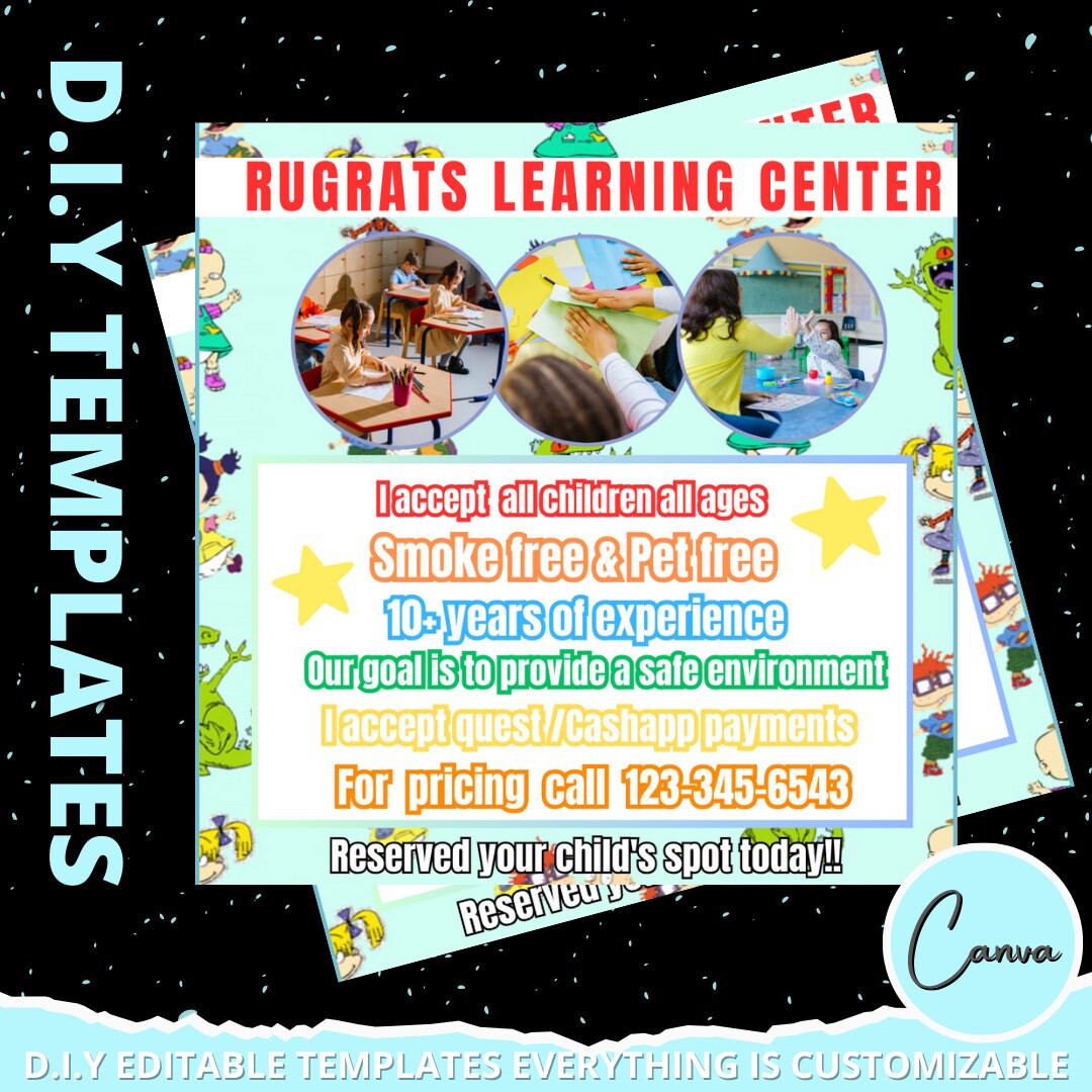 Child Care Flyer Template, Baby Sitting, Playtime Theme, Daycare Poster ...