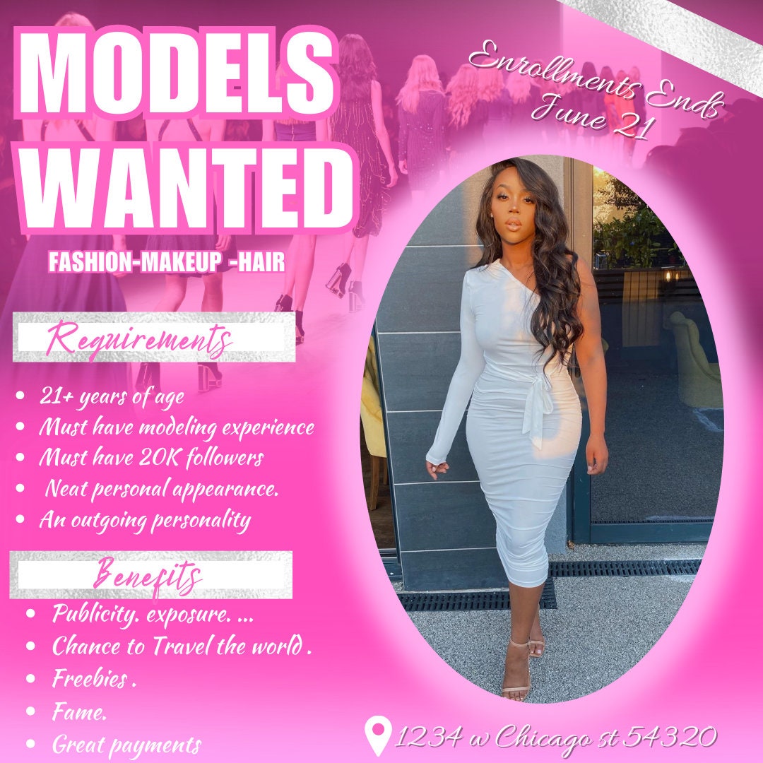 Models Wanted Flyer, DIY Flyer Template Design, Models Needed Flyer ...