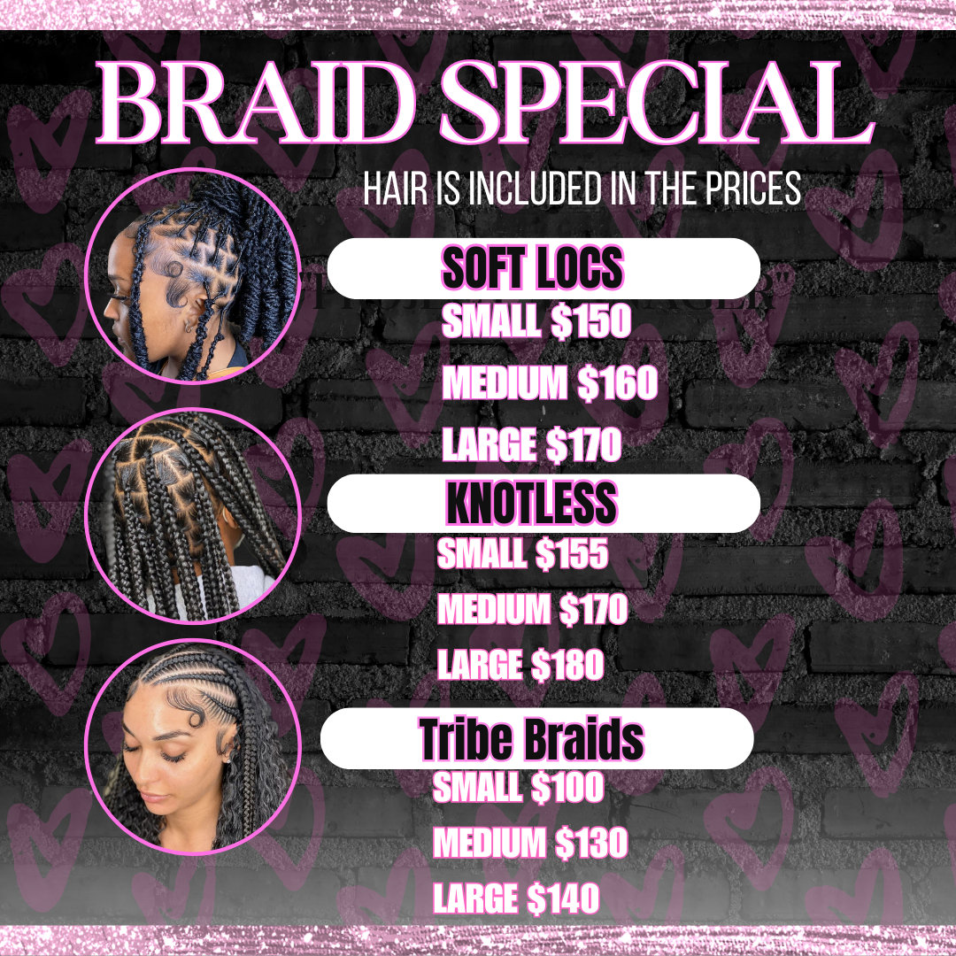 Braids Specials Flyer, DIY Flyer Template Design, Braids Appointment ...