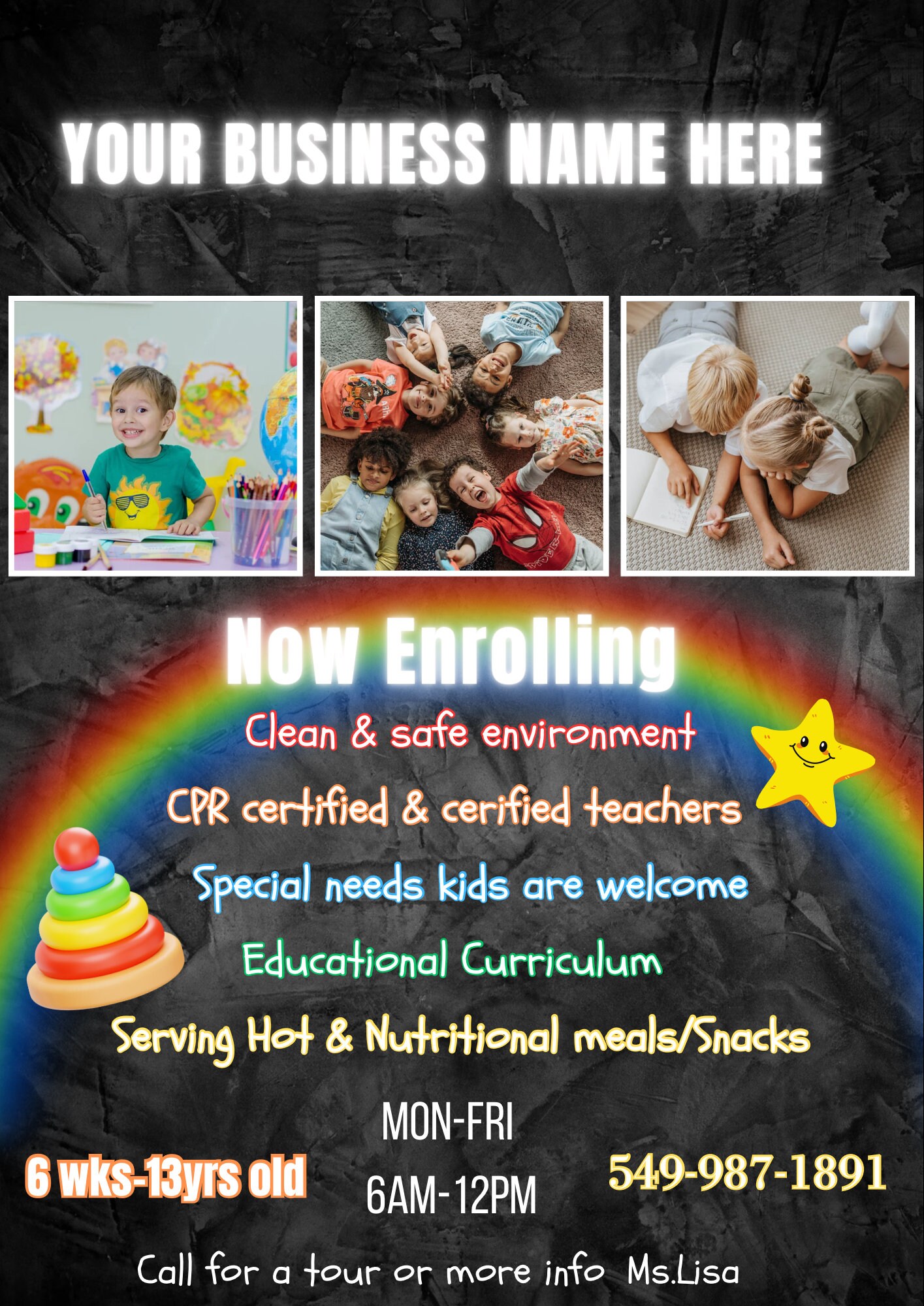 Child Care Flyer Template, Baby Sitting, Playtime Theme, Daycare Poster ...