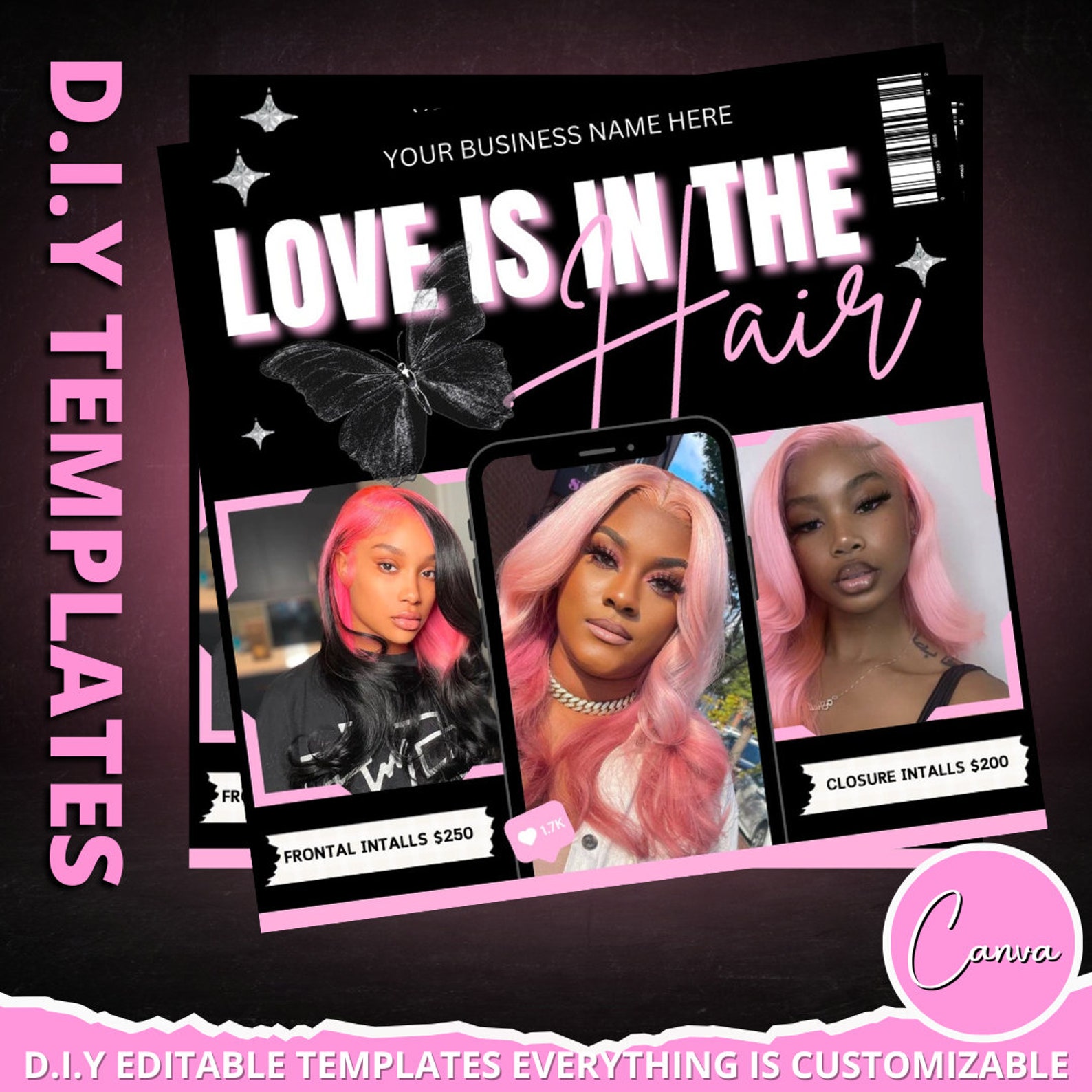 DIY Editable February Booking Flyer Template - Valentine's Day Hair ...