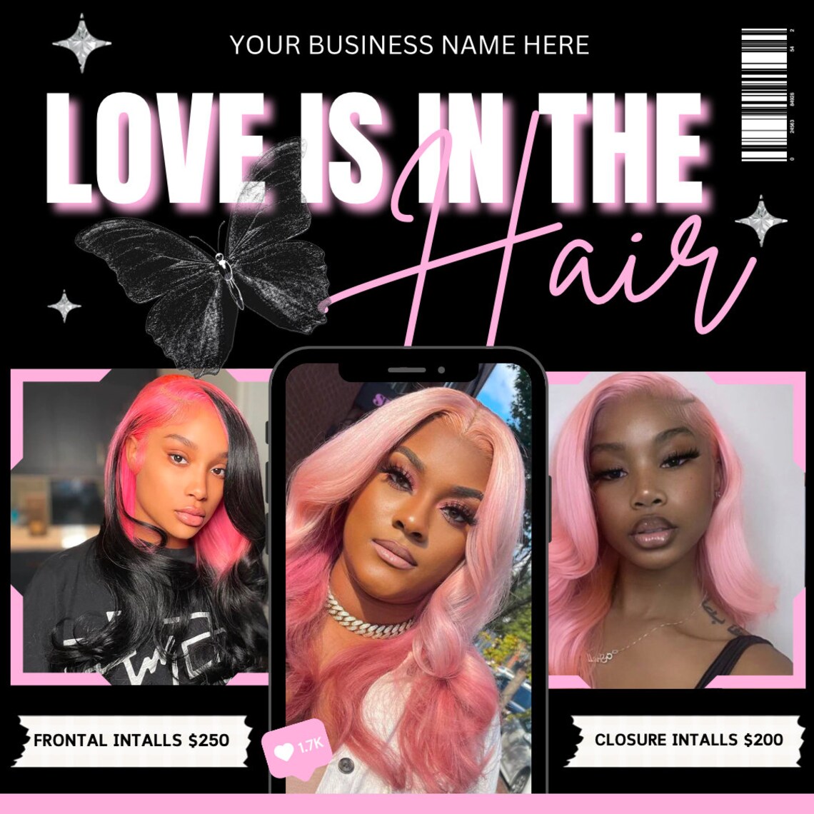 DIY Editable February Booking Flyer Template - Valentine's Day Hair ...