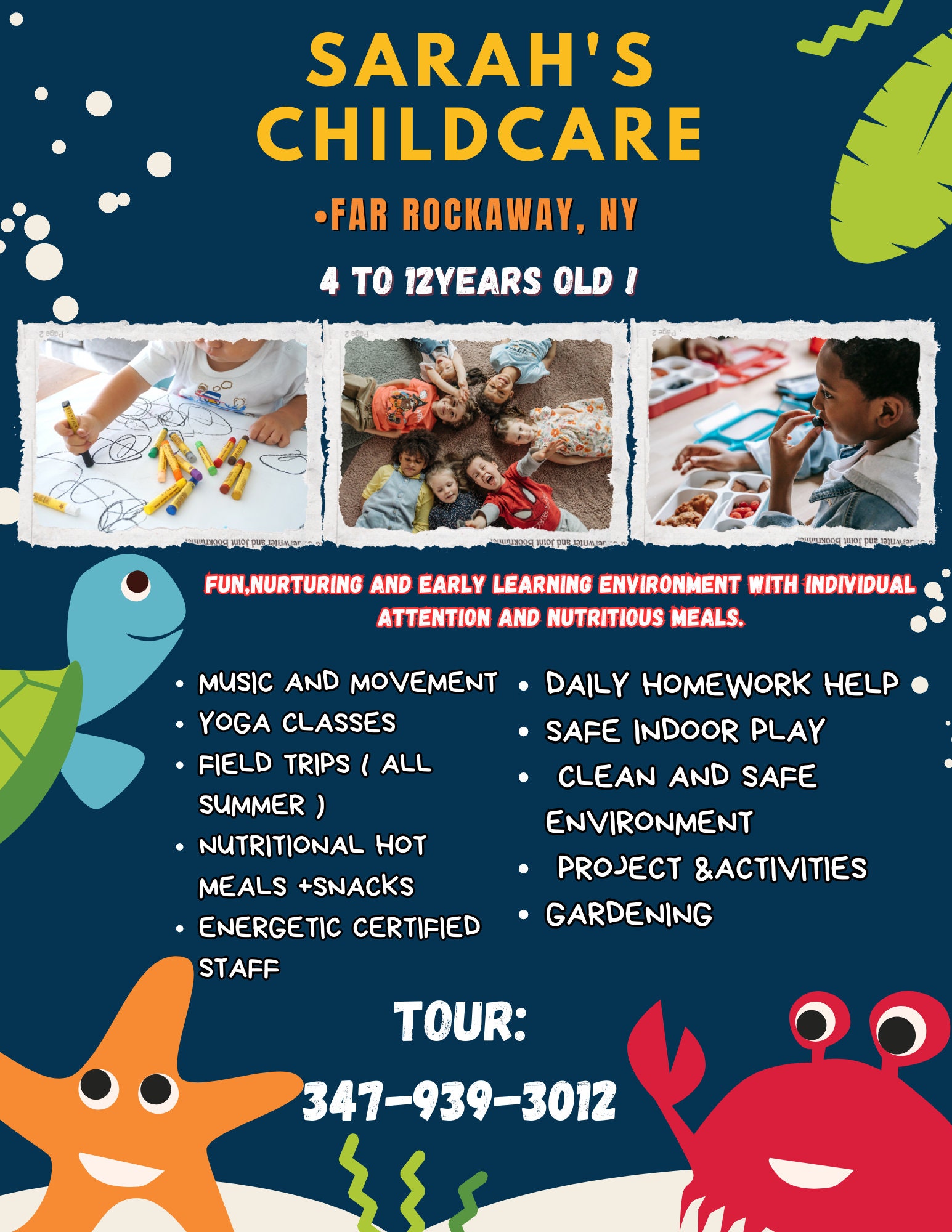 Child Care Flyer Template, Baby Sitting, Playtime Theme, Daycare Poster ...